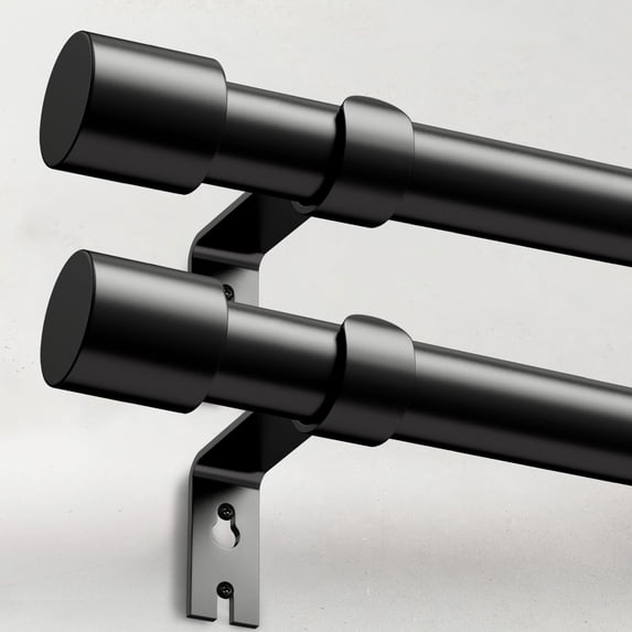 2 Pack Heavy Duty Curtain Rods For Windows 66 To 120 Inch 1 Black Set ...