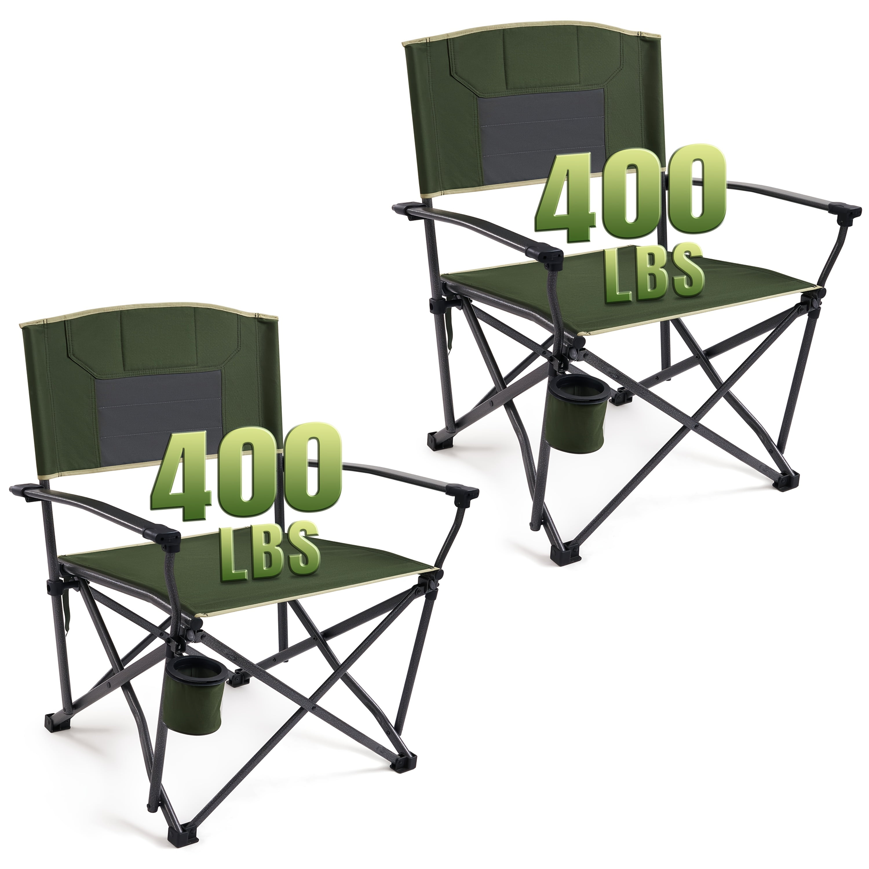 2-Pack Heavy-Duty Folding Chairs with 400lb Capacity, Breathable Mesh ...