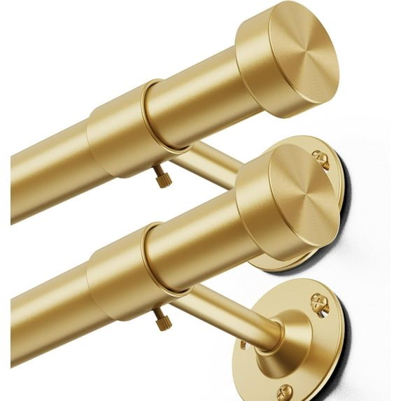 2-Pack Heavy Duty Gold Curtain Rods, Adjustable 32-120 Inches, 1 Inch ...