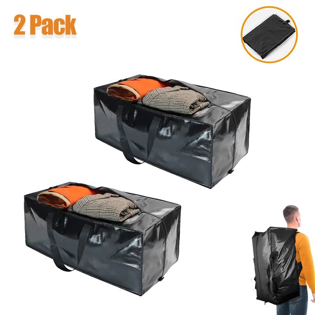 2 Pack Heavy Duty Moving Bags, Extra Large Storage Totes W/ Backpack ...