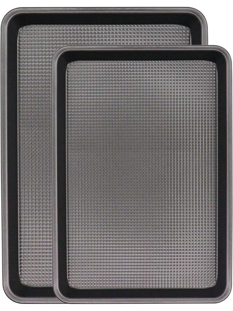 2 Pack Heavy Duty Nonstick Cookie Sheet Set 9x13 and 10x15 Inch Dark ...