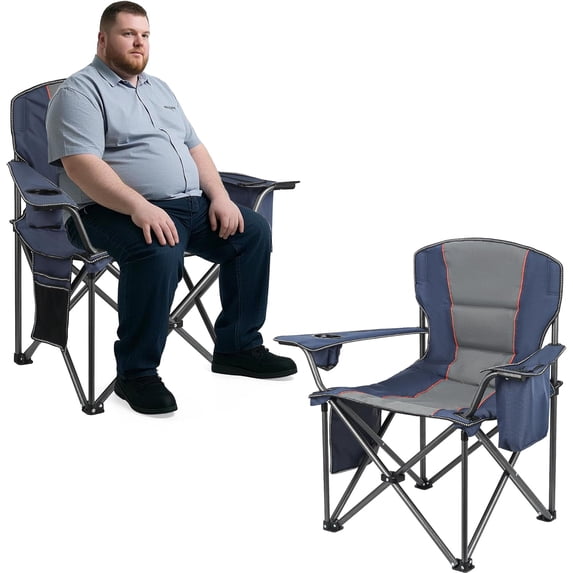 2 Pack Heavy Duty Oversized Folding Camping Chair with Lumbar Support ...