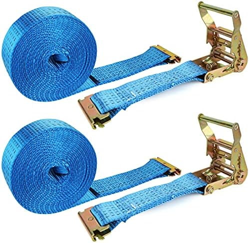 2 Pack Heavy Duty Ratchet E Track Straps - 20ft, 11000 LBS Break ...