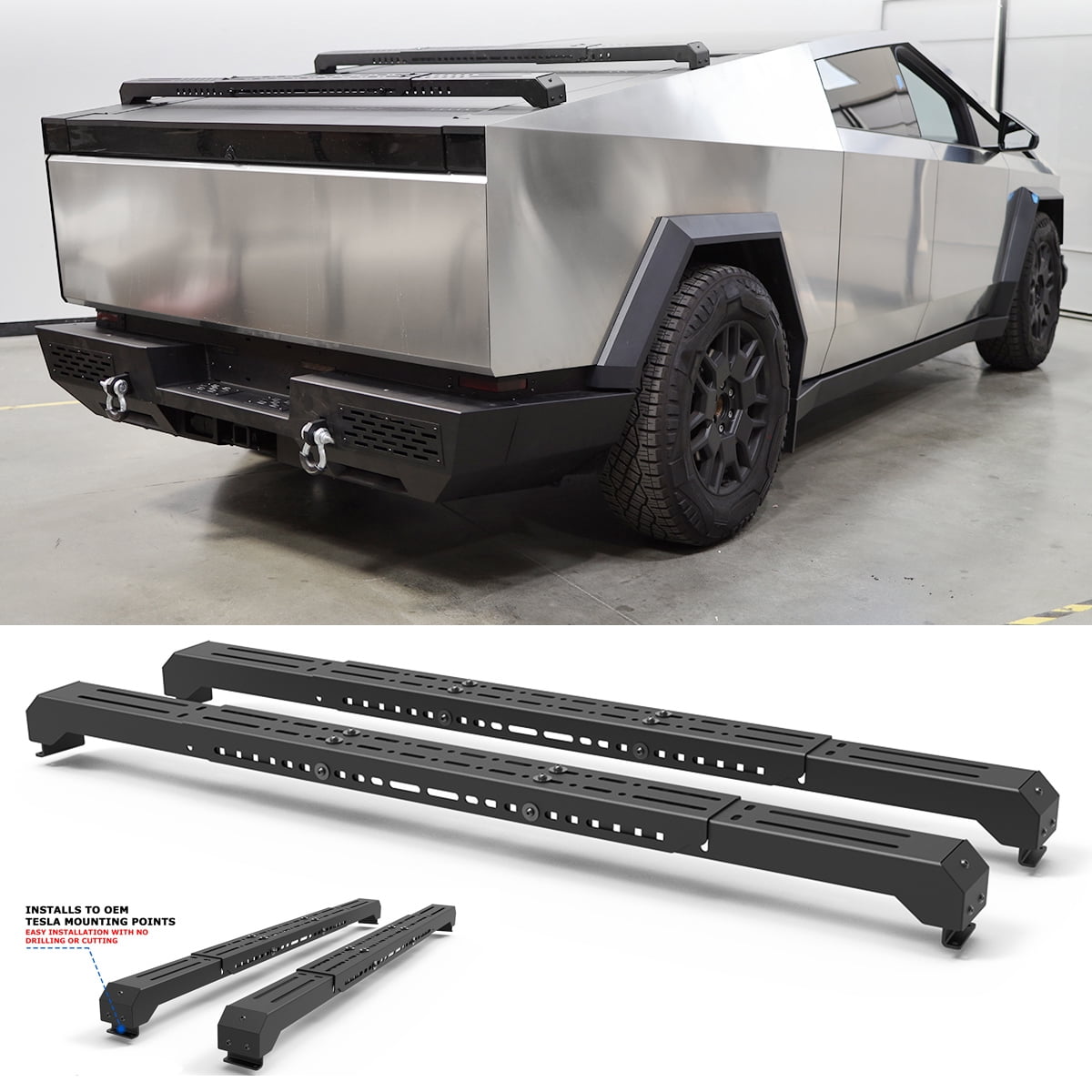 2 Pack Heavy Duty Rear Roof Cargo Rail Rack Cross Bar For 2024 2025 ...