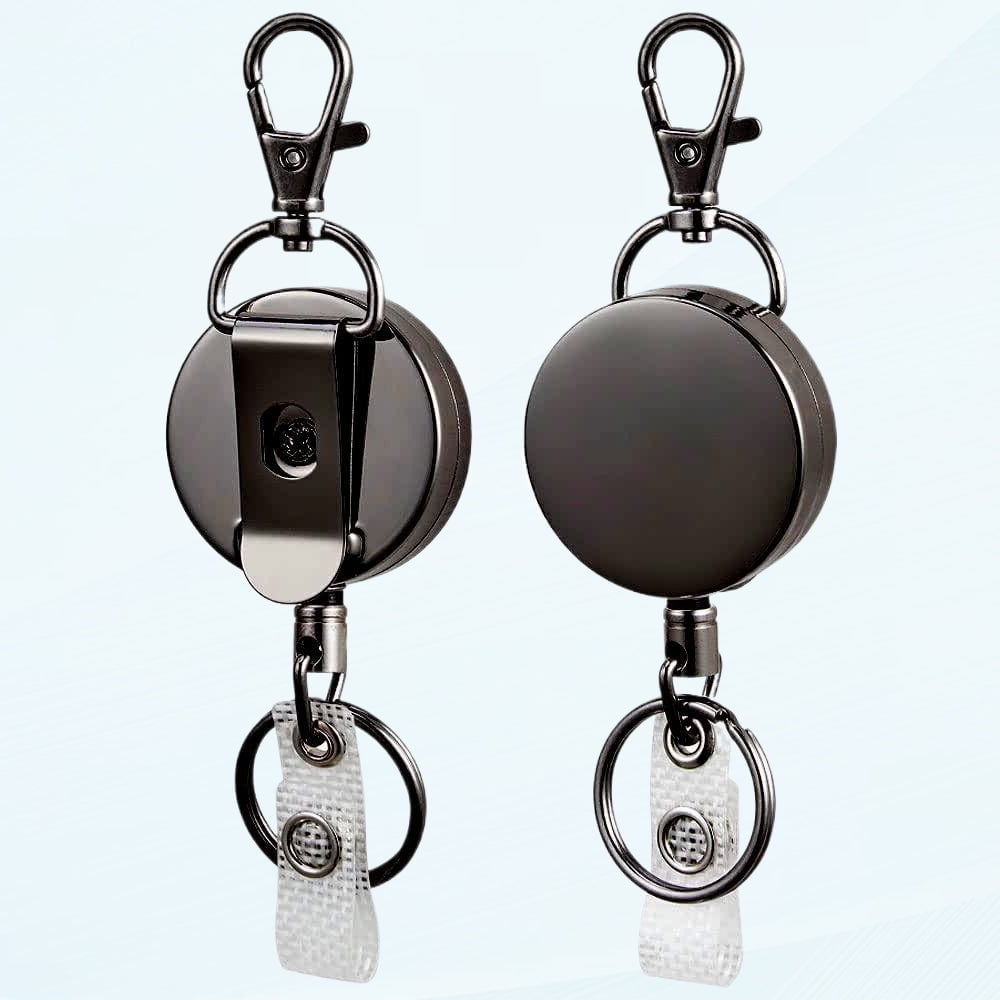 2 Pack Heavy Duty Retractable Badge Holder, All Metal ID Badge Holder ...