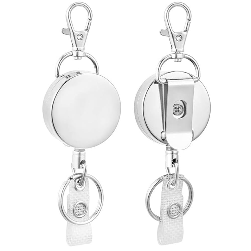 2 Pack Heavy Duty Retractable Badge Holder Reel, All Metal ID Badge ...