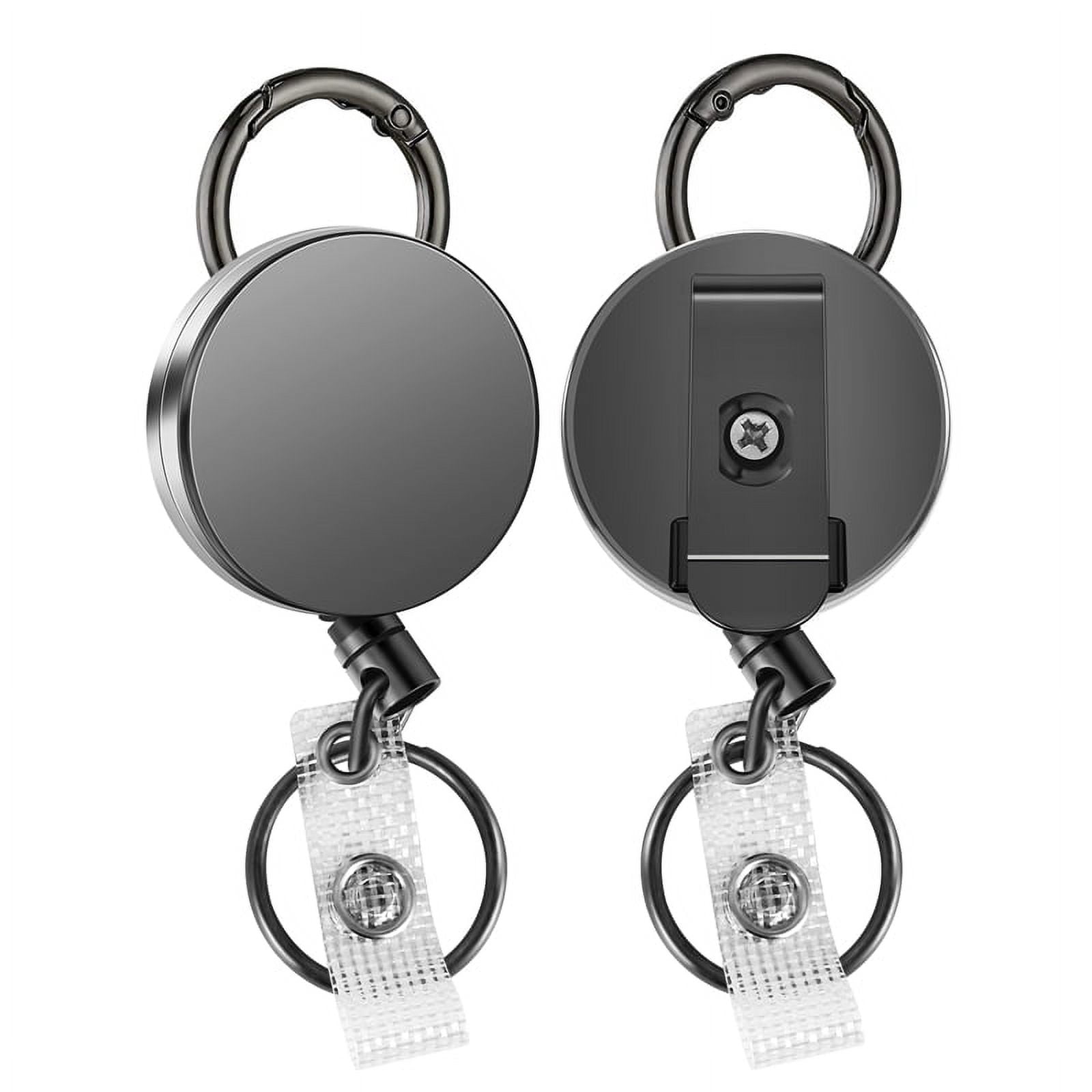 2 Pack Heavy Duty Retractable Badge Holder Reels, Metal ID Badge Holder ...