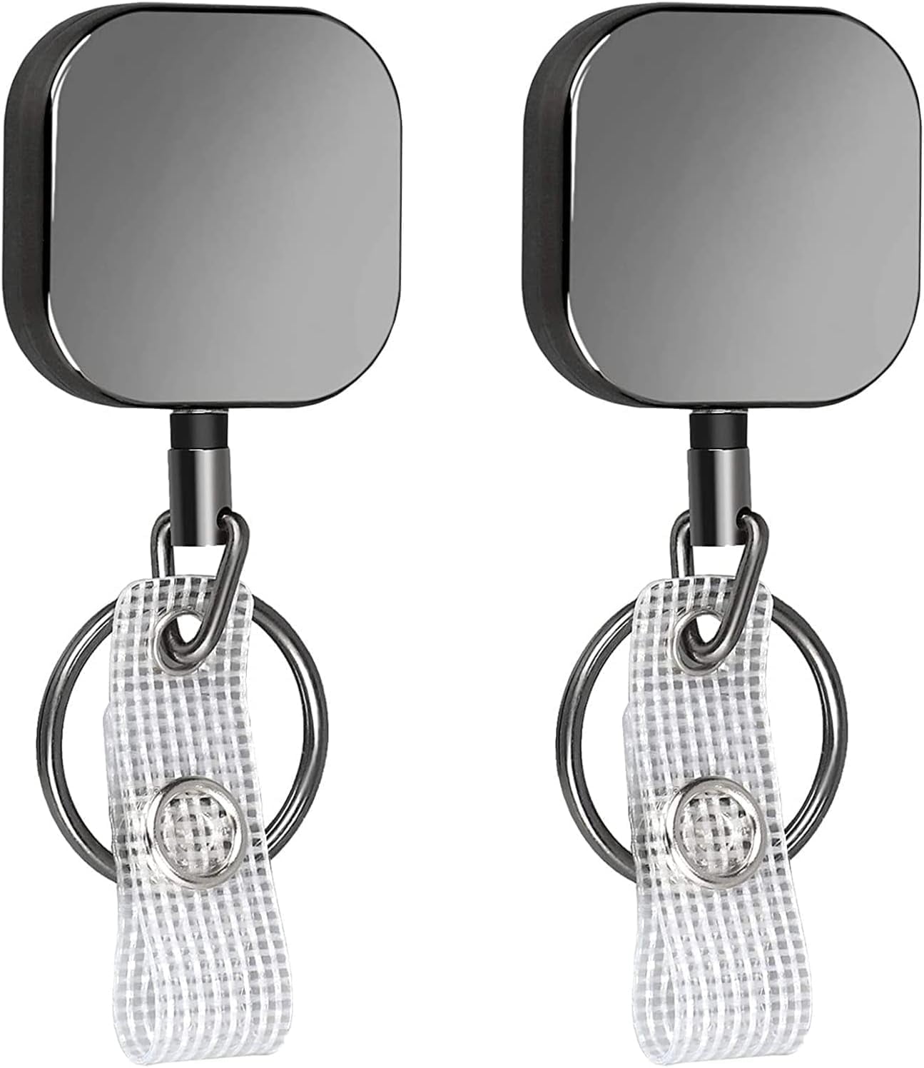 2 Pack Heavy Duty Retractable Badge Reel Metal ID Badge Holder Reel ...