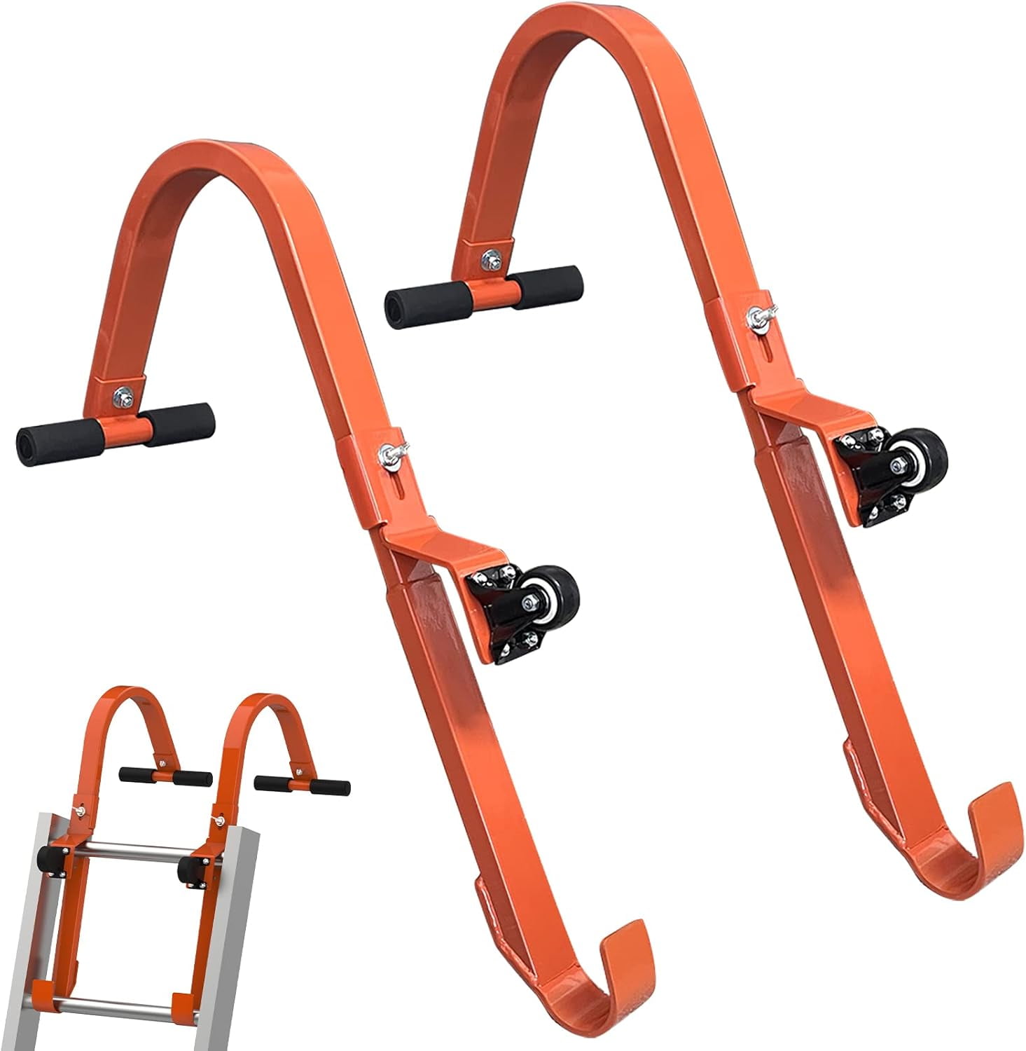 2 Pack Heavy Duty Roof Ladder Hook with Wheel, Extension Ladder ...