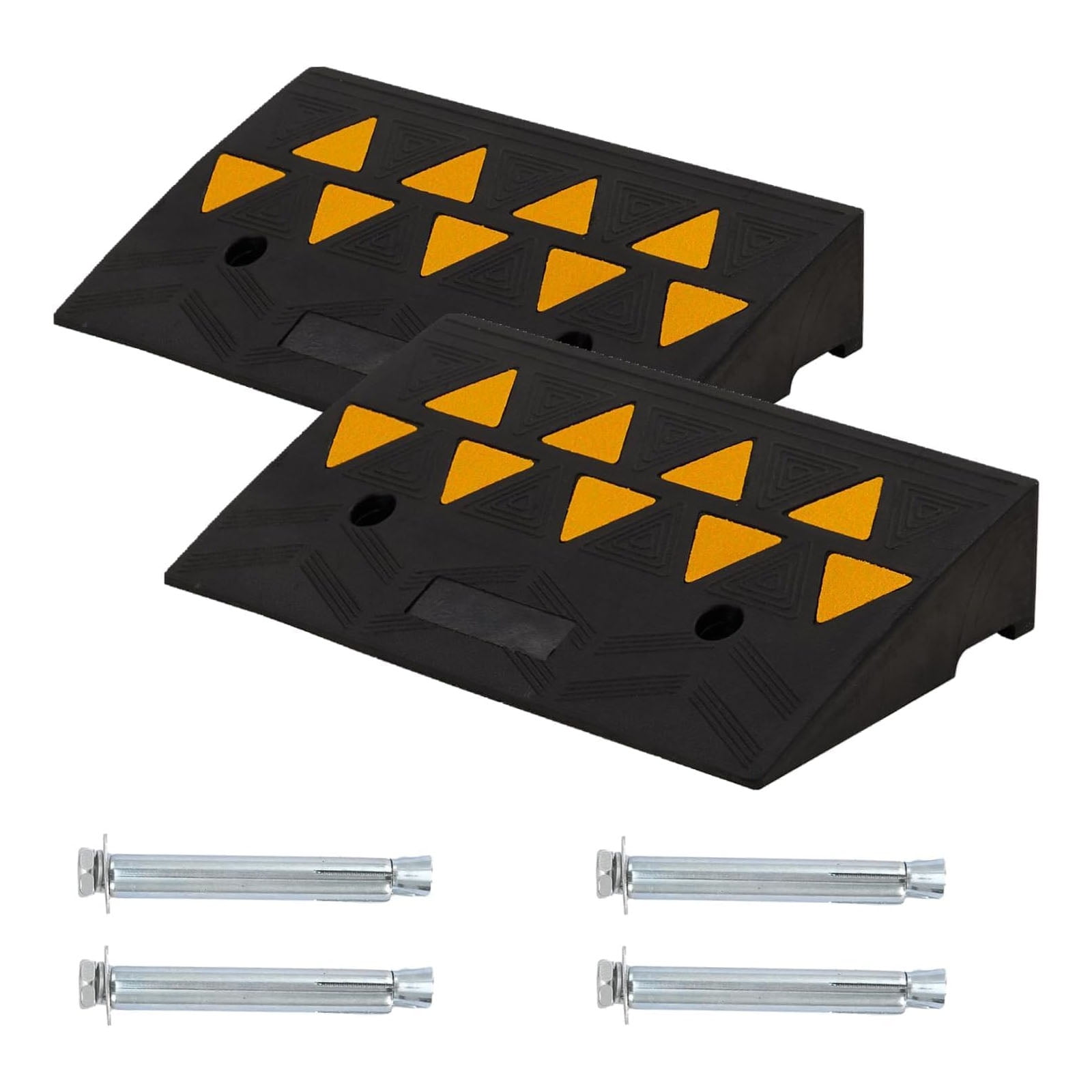 2 Pack Heavy Duty Rubber Curb Ramp, 15Ton /33000 lbs Capacity Car Ramp ...