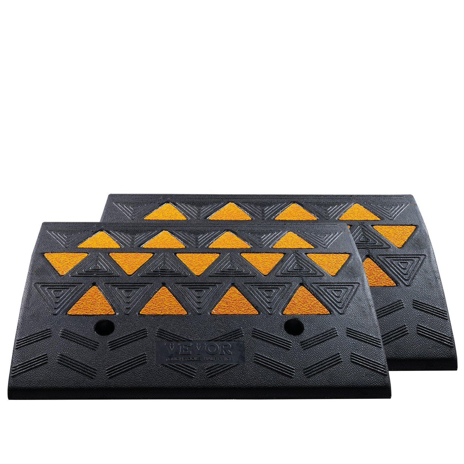 2 Pack 6" Rubber Curb Ramp, Heavy-Duty 15 Ton Threshold Ramp with Grid ...