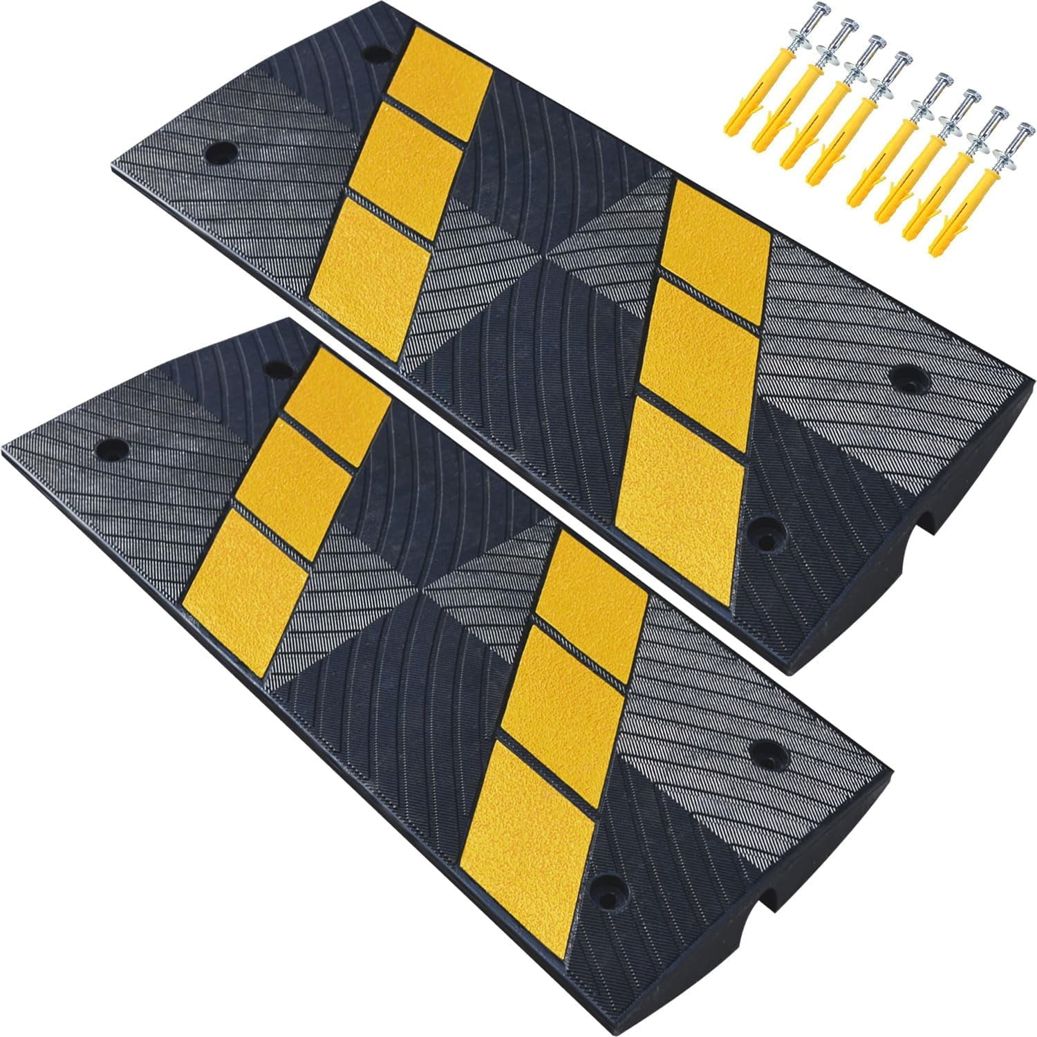 2 Pack Heavy-Duty Rubber Curbside Bridge Ramp, Vehicle Car Driveway ...