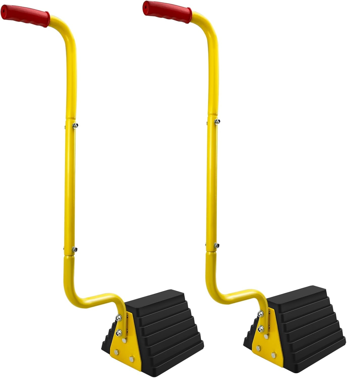 2 Pack Heavy Duty Rubber Wheel Chock with Handle, Sturdy Solid Anti ...