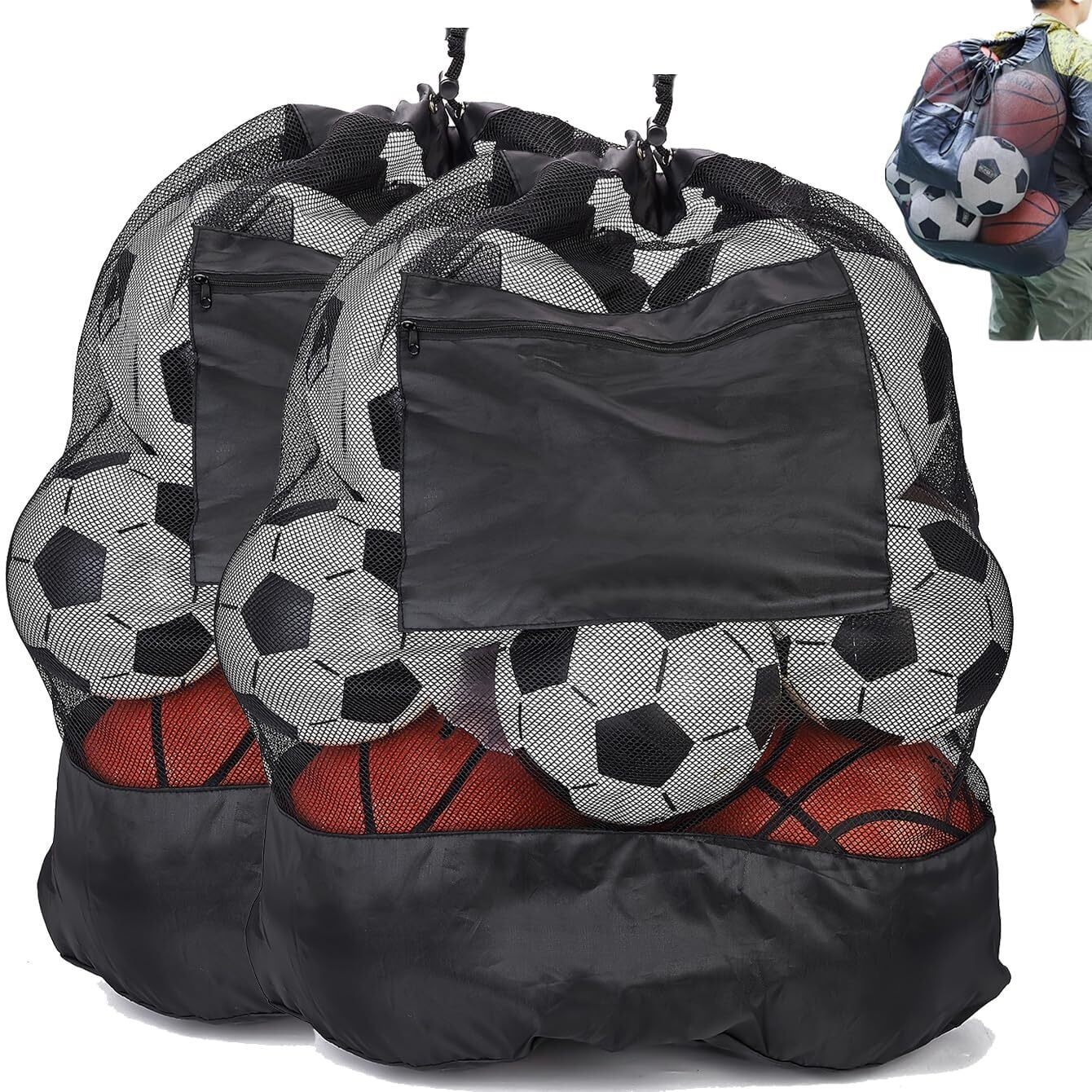 2 Pack Heavy Duty Soccer Ball Bag,Volleyball Ball Bag with Adjustable ...