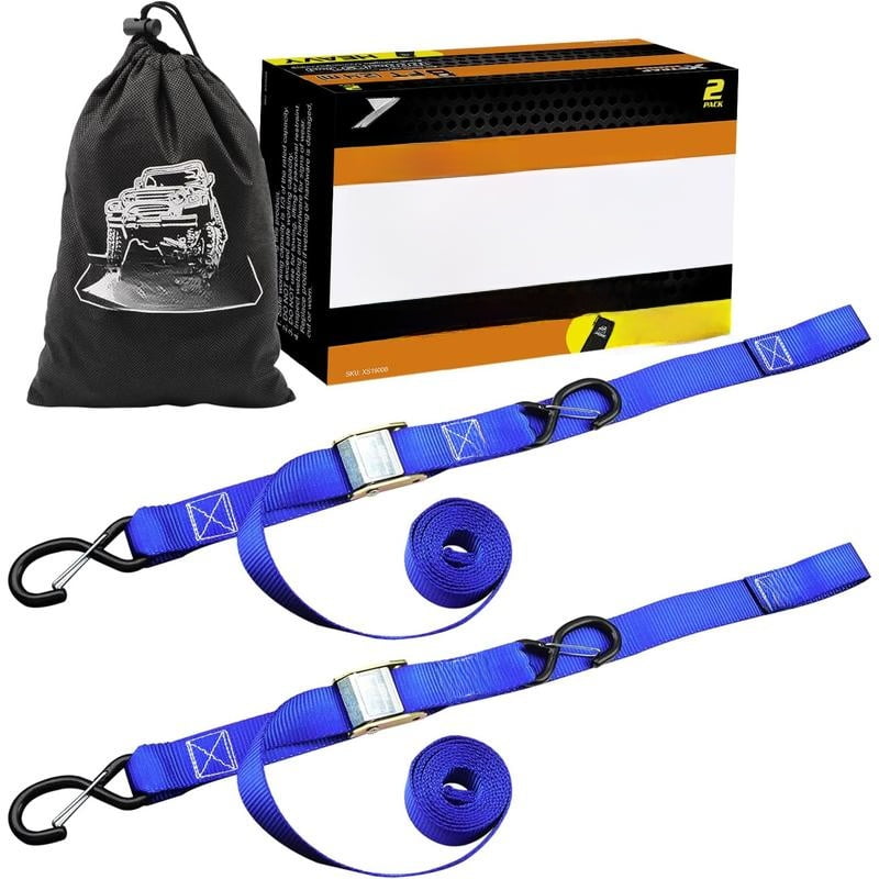 2-Pack Heavy Duty Tie Down Straps - 1.5" x 8FT with 3,000LB Break ...