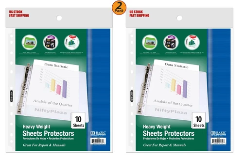 2 Pack - Heavy Weight Top Loading Sheet Protectors (10/Pack) Protect ...