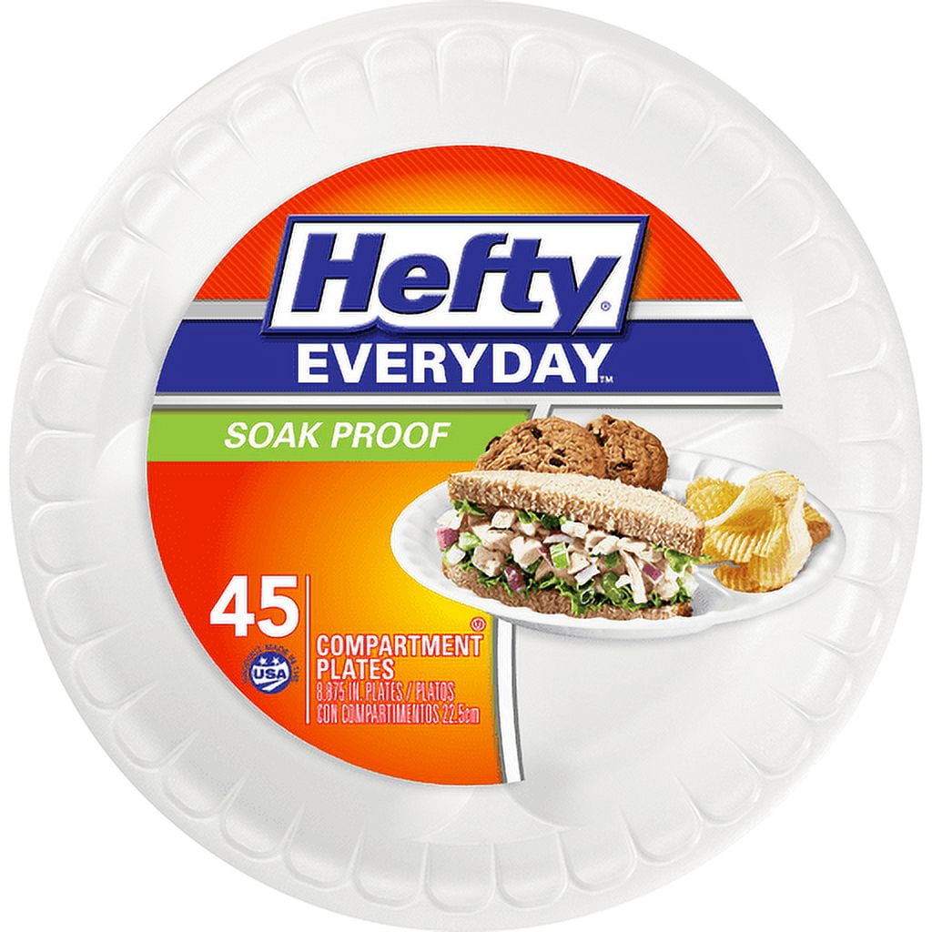 ( 2 Pack ) Hefty Everyday Plates Soak Proof 8.875 In. Compartment 45 ...