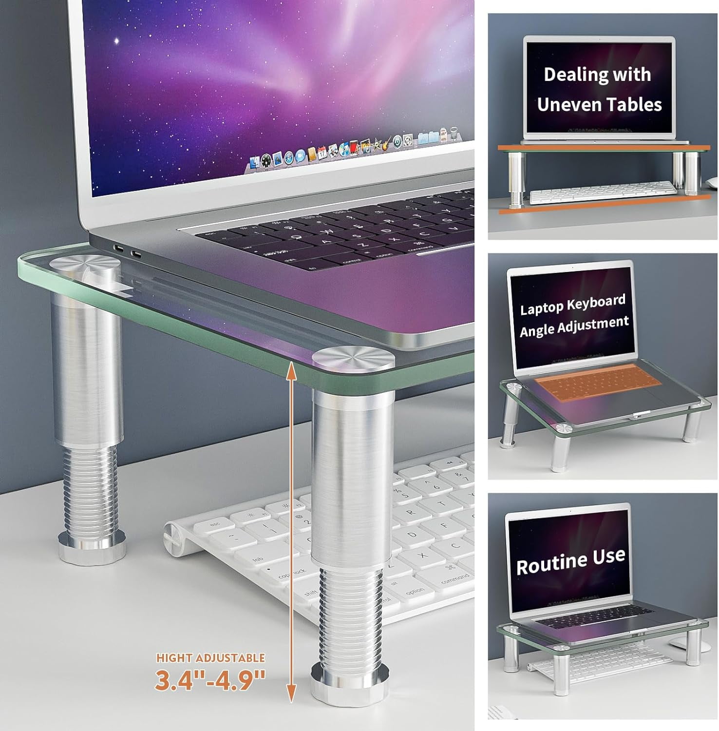 2 Pack Height Adjustable Monitor Riser with Tilt Function for Laptop ...