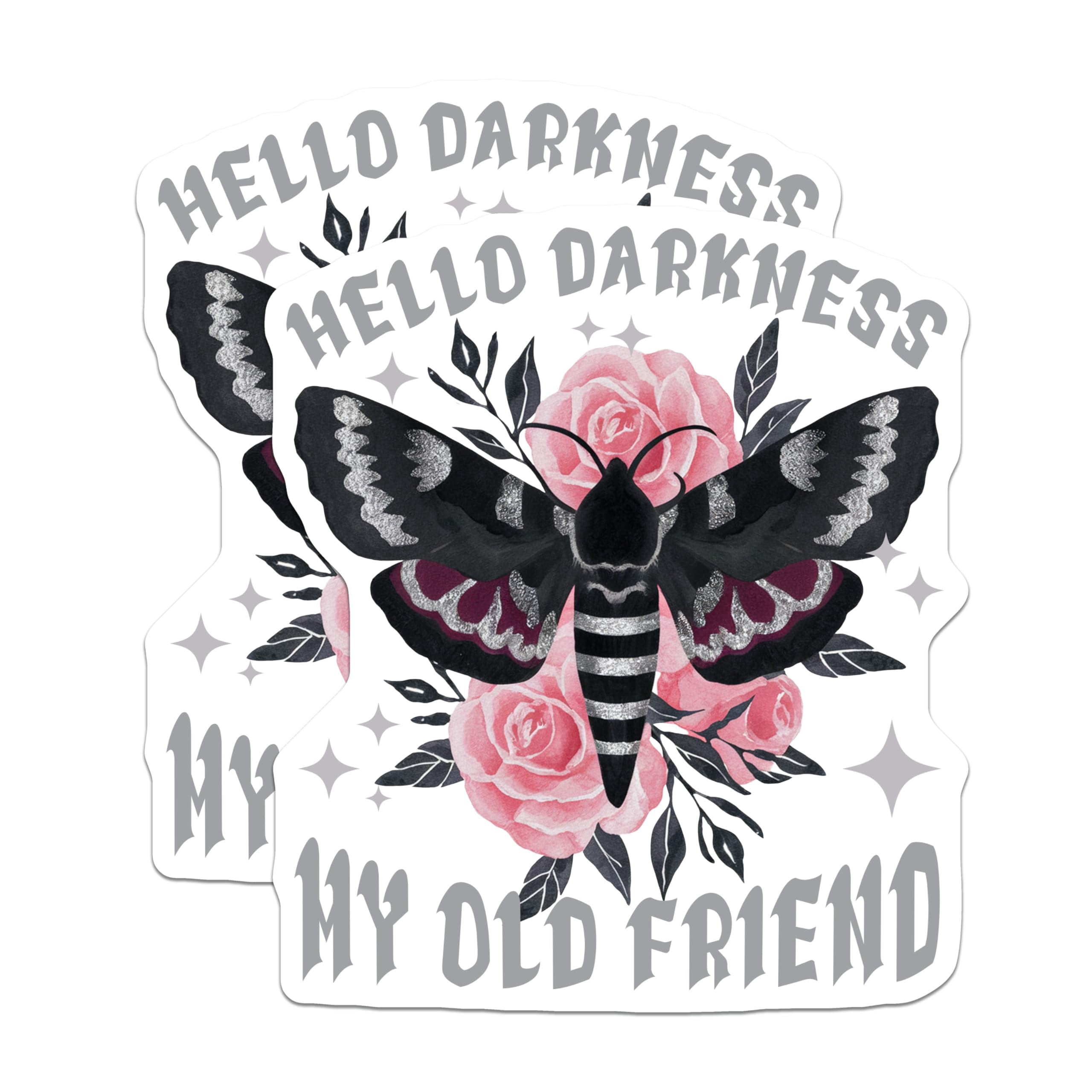 (2 Pack) Hello Darkness Stickers - Moth and Roses - Gothic Stickers - 5 ...