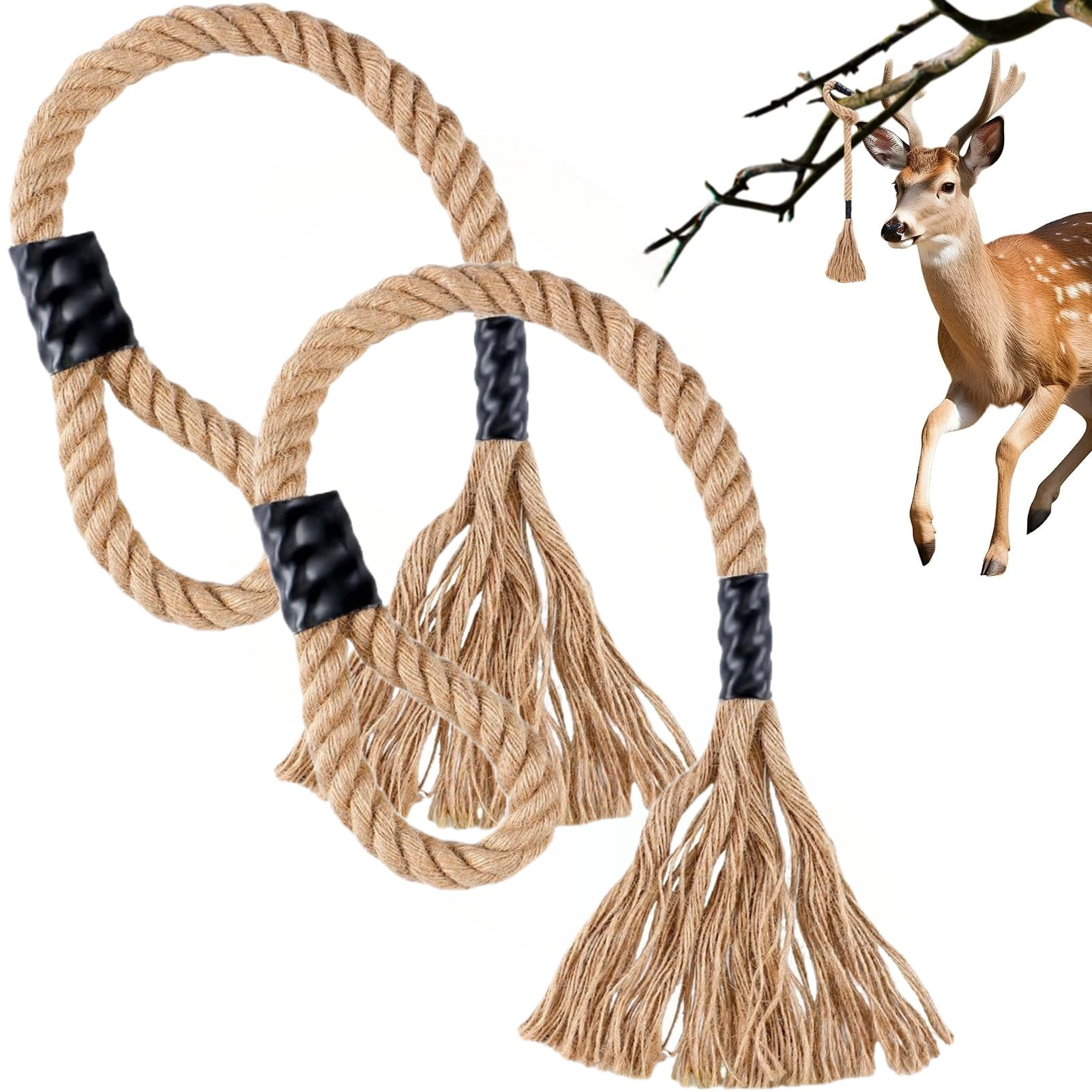 2 Pack Hemp Rope for Deer, 31.5 Inch Deer Hunting Tassel Rope, Easy to ...