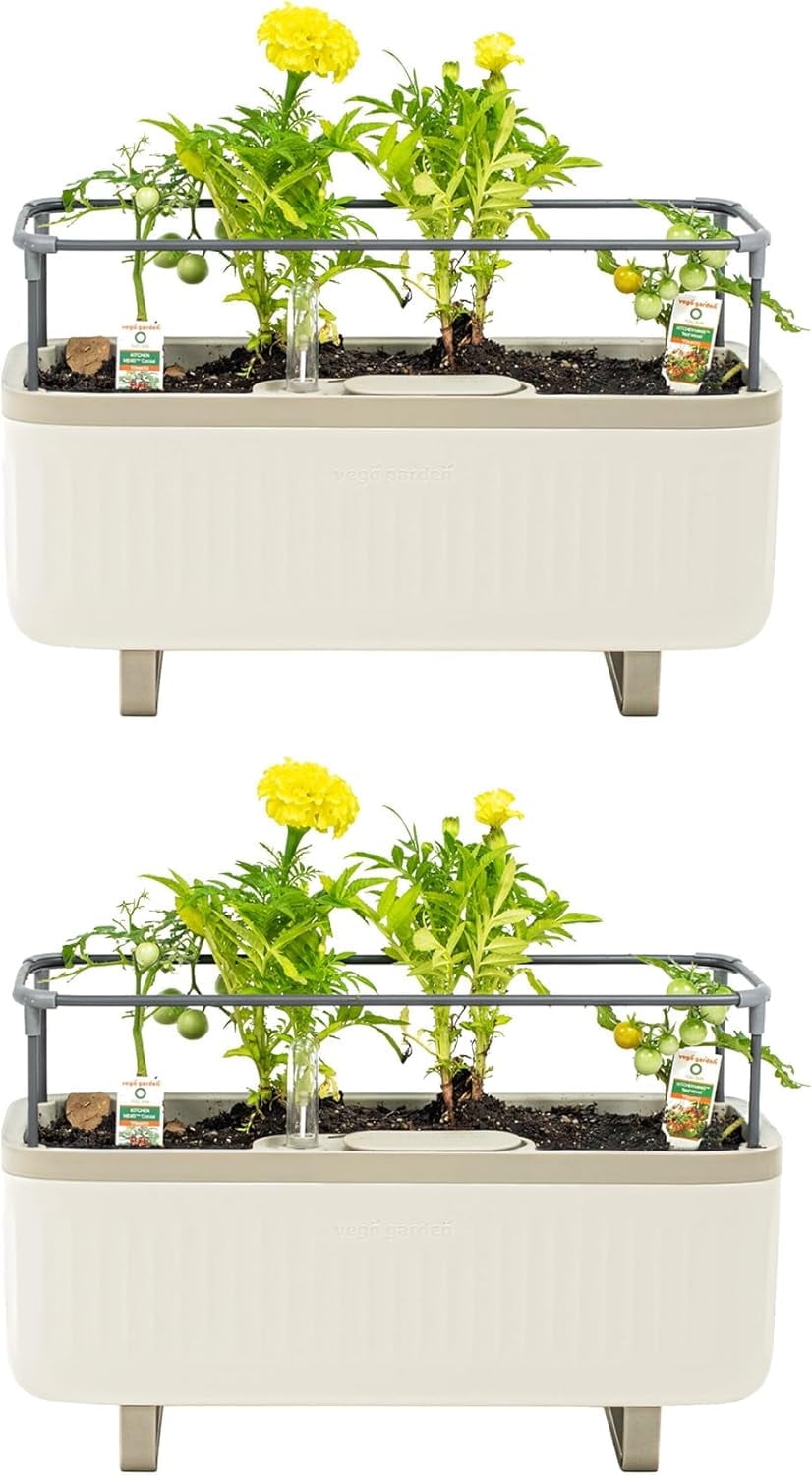 2 Pack Herb Indoor Planter Box, Self Watering Pots with Trellis for ...