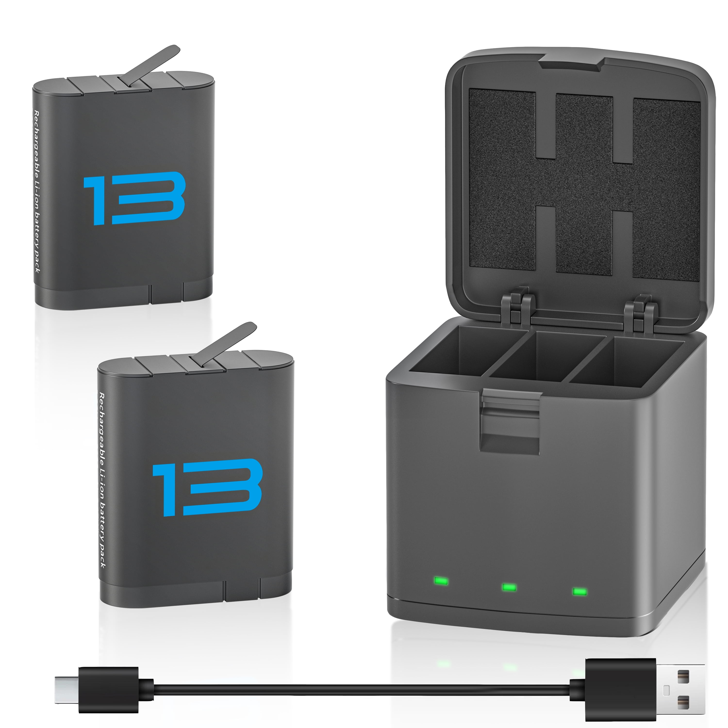 2 Pack Replacement Hero 13 Batteries and Charger Fit for GoPro Hero 13 ...
