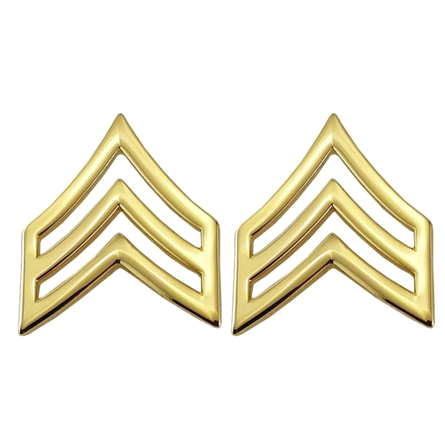 Hero's Pride Rank Insignia, 3 Stripe SGT Chevrons, Clutch Backs, 3/4 ...
