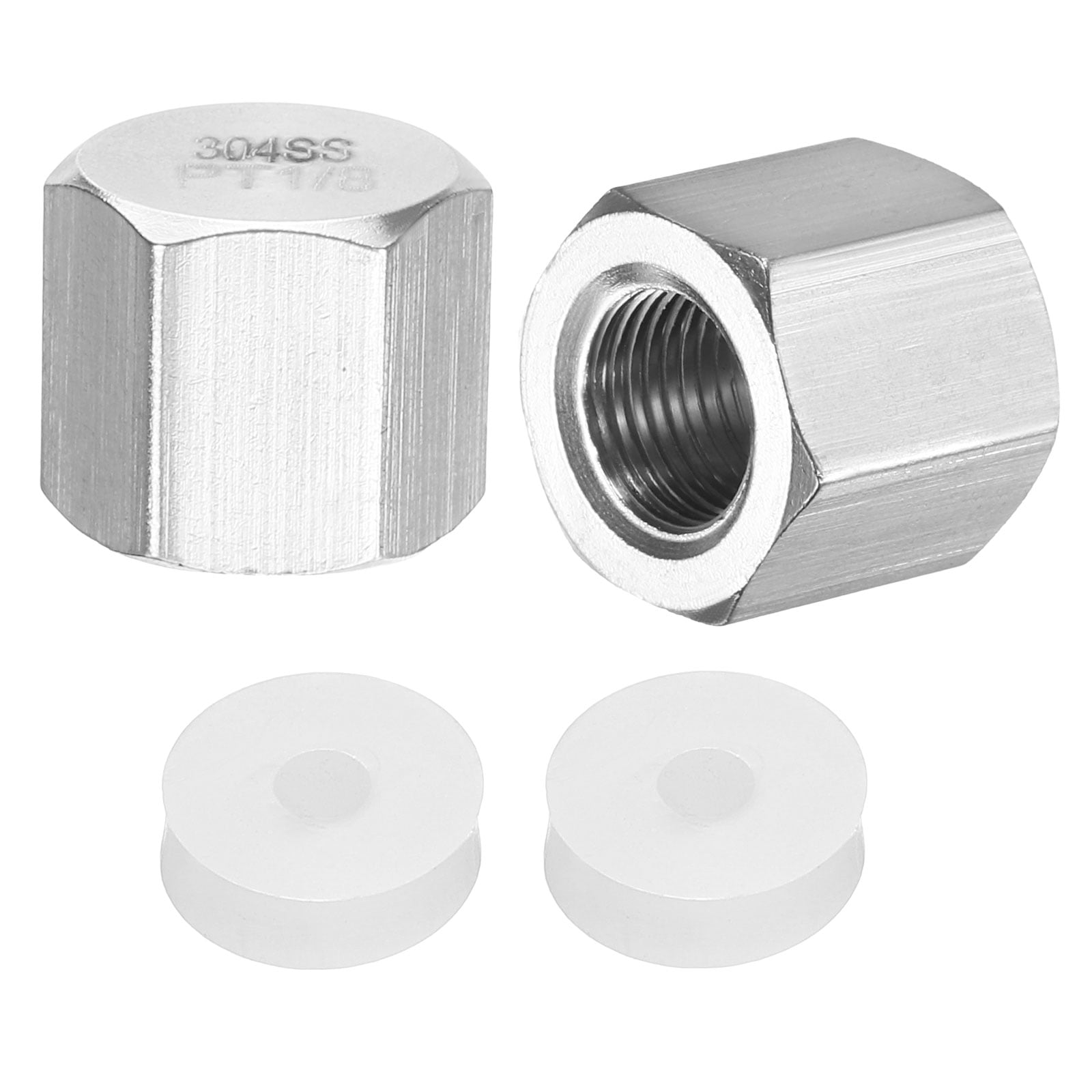 2 Pack Hex End Cap, 304 Stainless Steel PT 1/8" Female Pipe Fitting ...