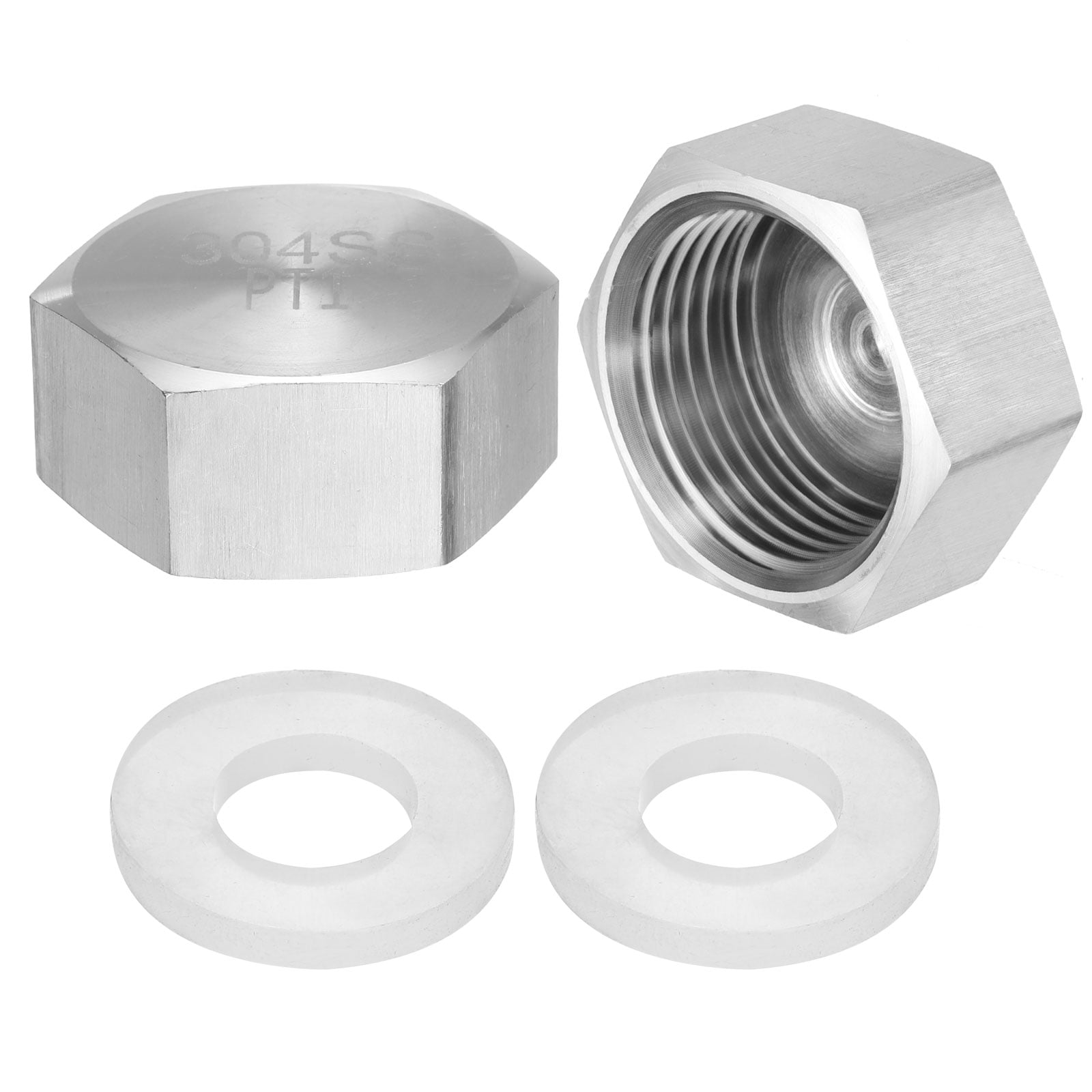 2 Pack Hex End Cap, 304 Stainless Steel PT 1" Female Pipe Fitting with ...