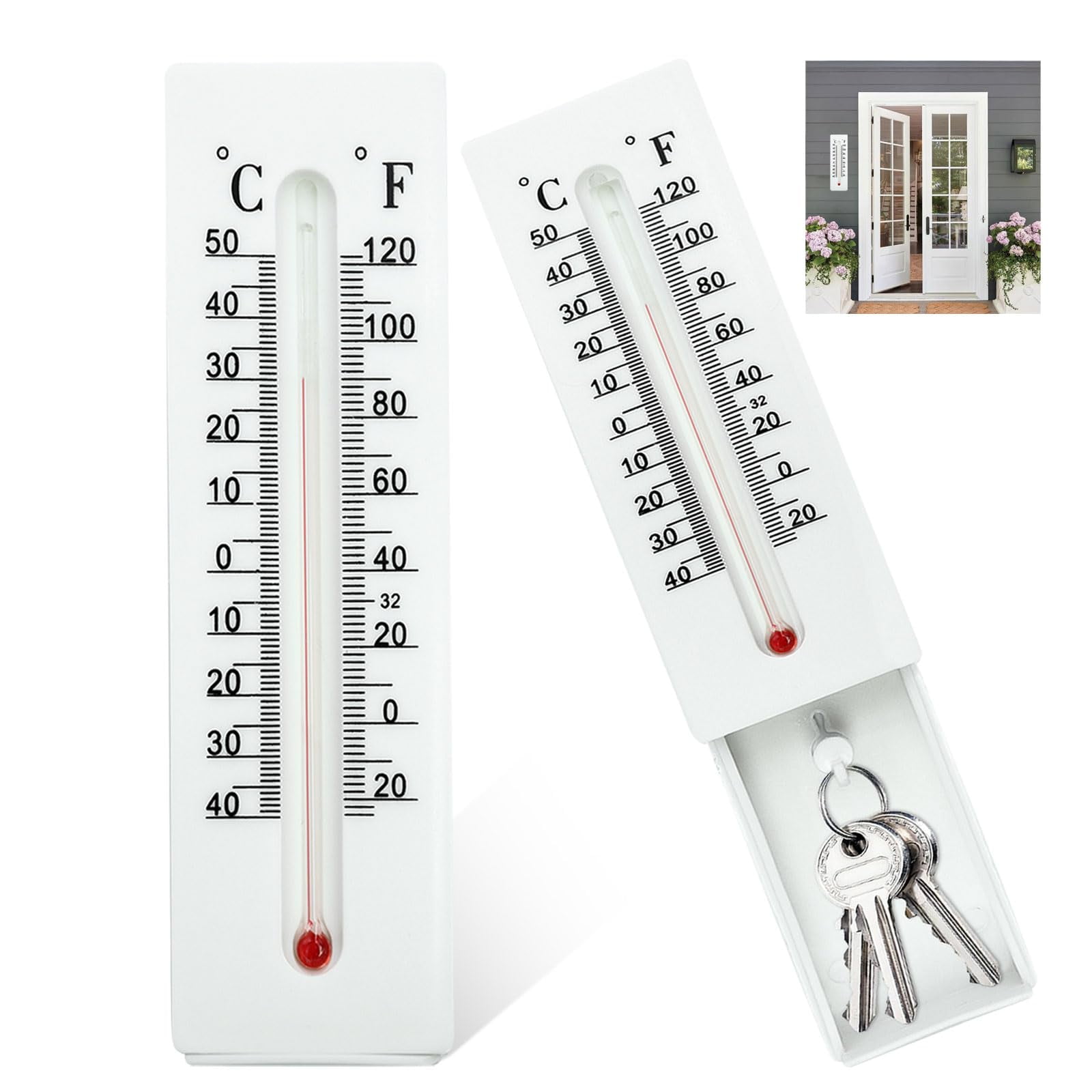 2 Pack Hide a Keys, Security Keys Lock Boxes Thermometer Shaped ...