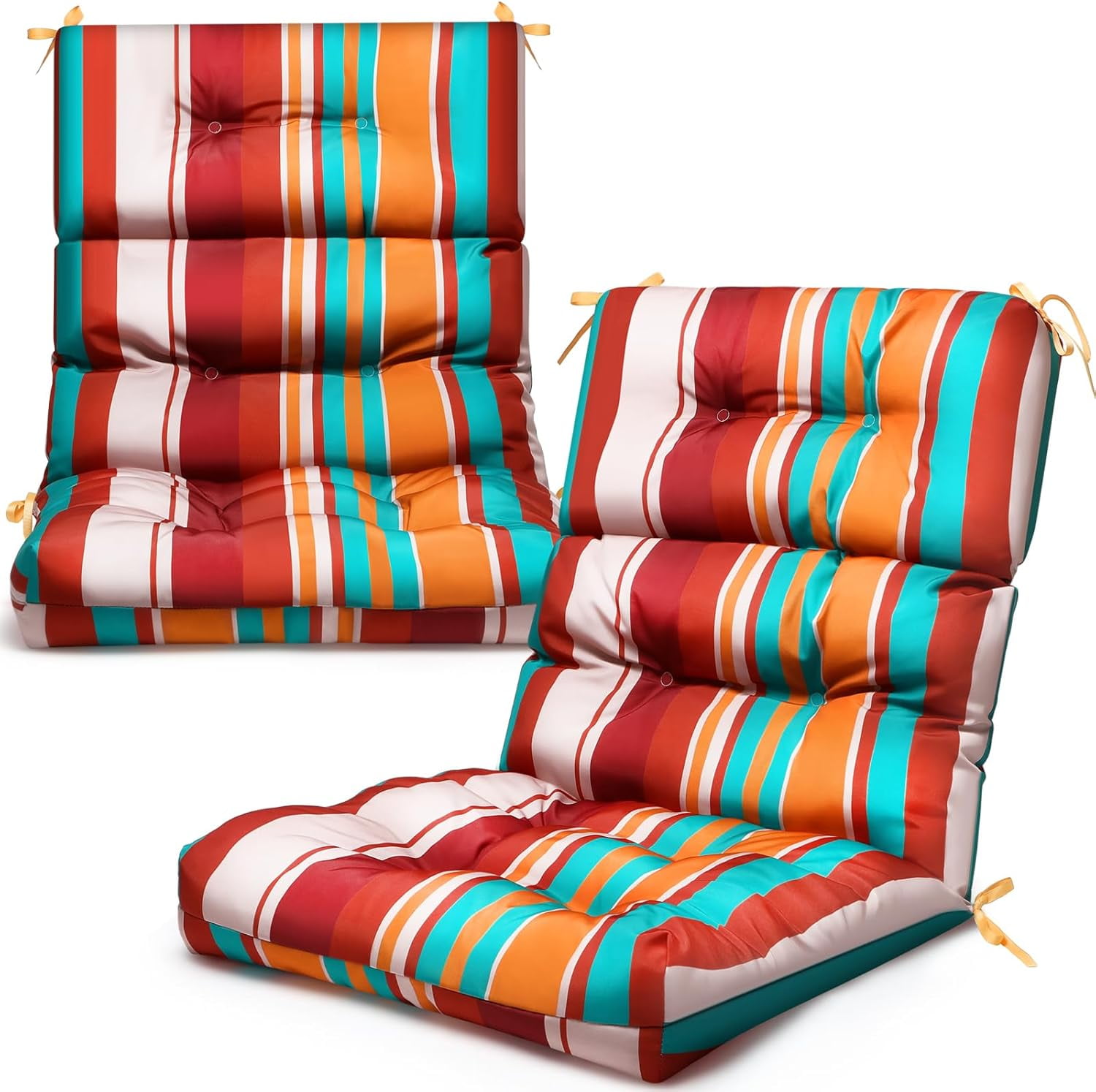 2 Pack High Back Outdoor Chair Cushions Bulk Waterproof Indoor Outdoor ...