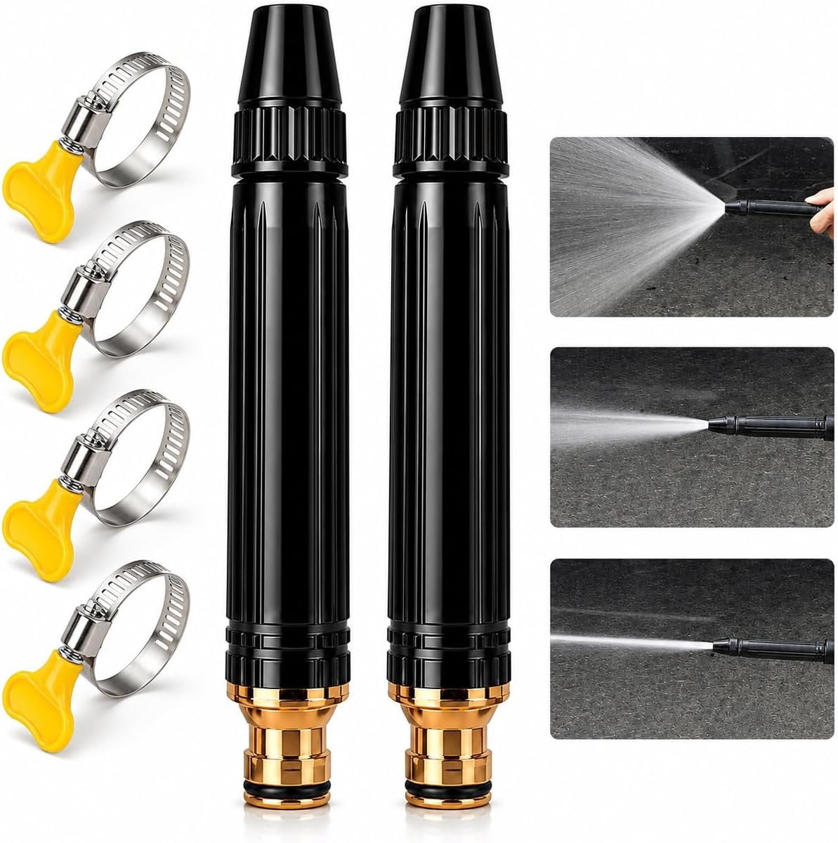 2 Pack High Hose Nozzle, High- Wash Water with Booster Nozzle and Hose ...