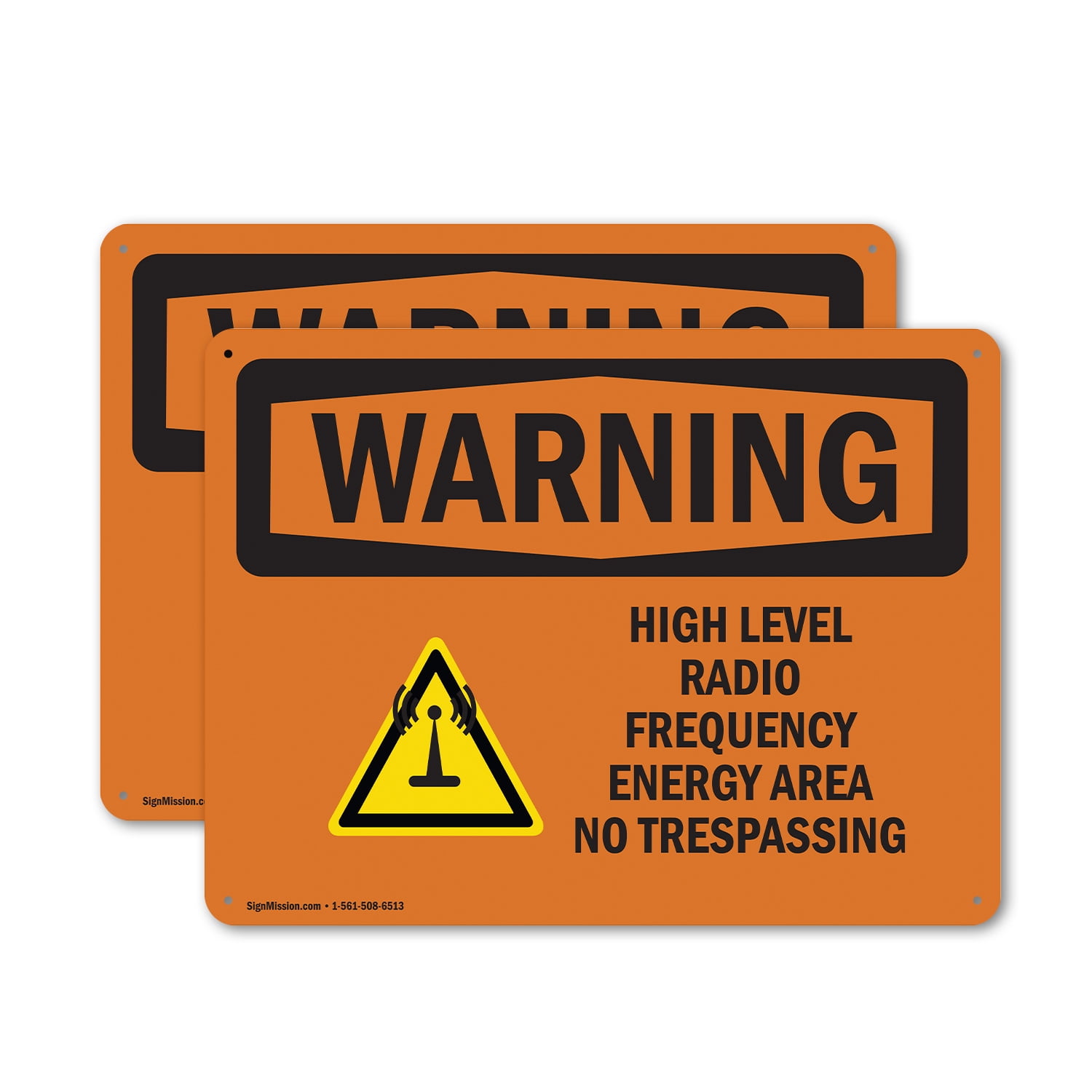 (2 Pack) High Level Radio Frequency Energy With Symbol OSHA Warning ...