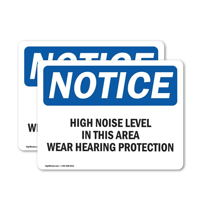 (2 Pack) High Noise Level In This Area Wear Hearing OSHA Notice Sign ...