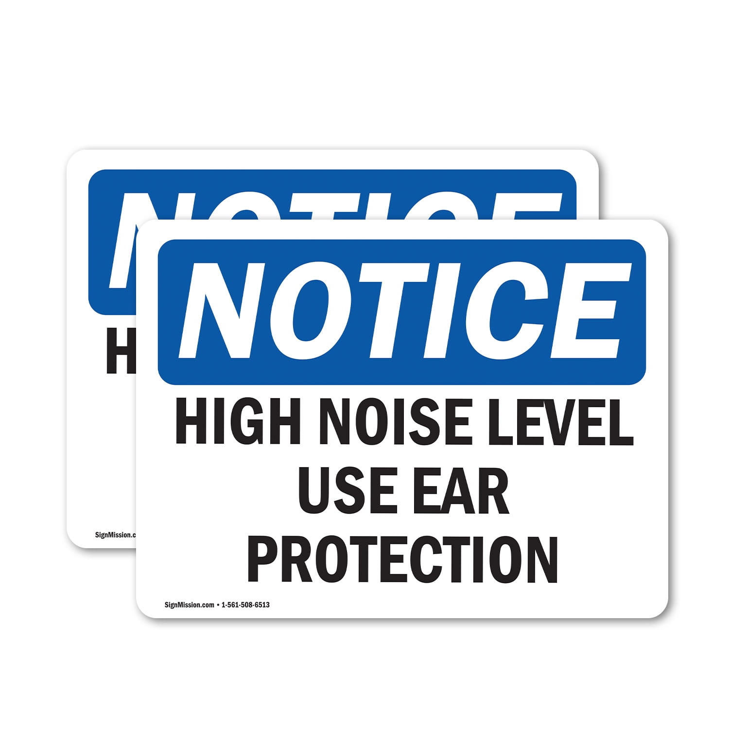 (2 Pack) High Noise Level Use Ear Protection OSHA Notice Sign 10 Inch X ...