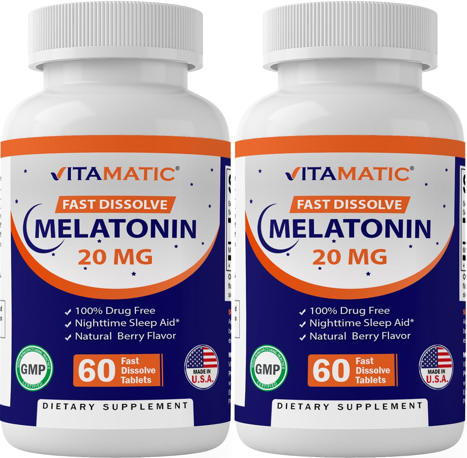 2 Pack High Potency Melatonin 20mg Supplement, Fast Dissolve Tablets ...
