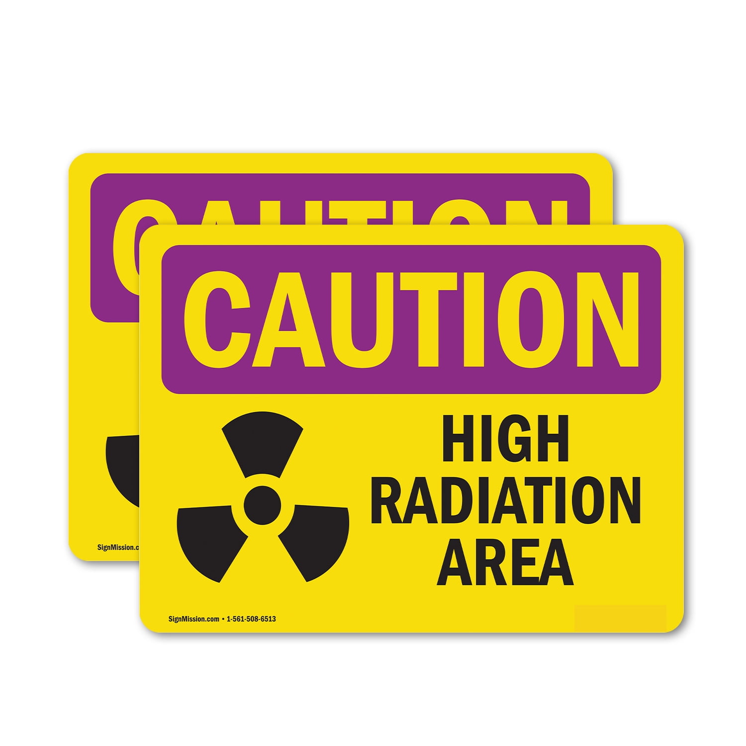 (2 Pack) High Radiation Area OSHA Caution Radiation Sign 18 Inch X 12 ...