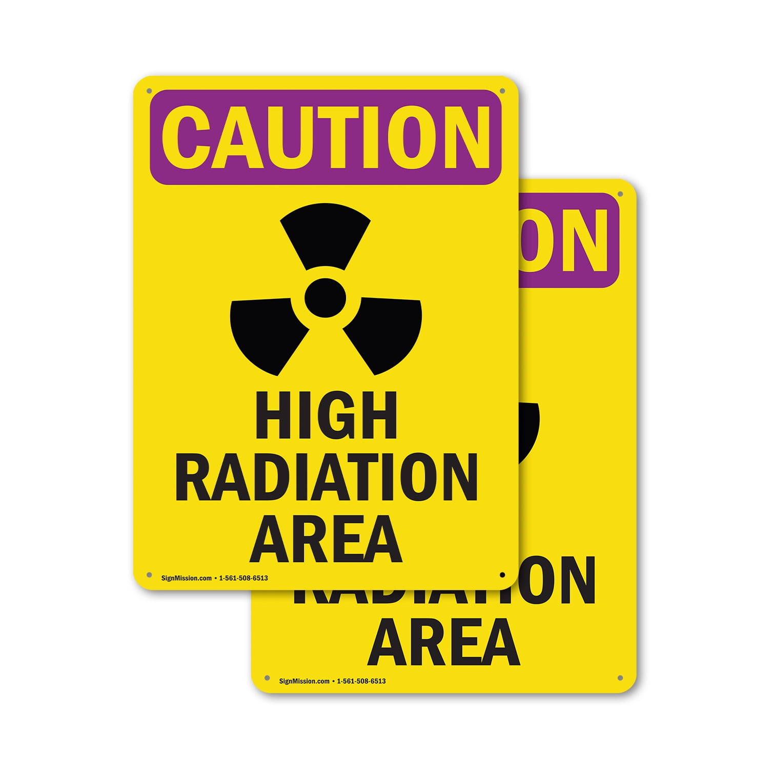(2 Pack) High Radiation Area With Symbol OSHA Caution Radiation Sign 7 ...