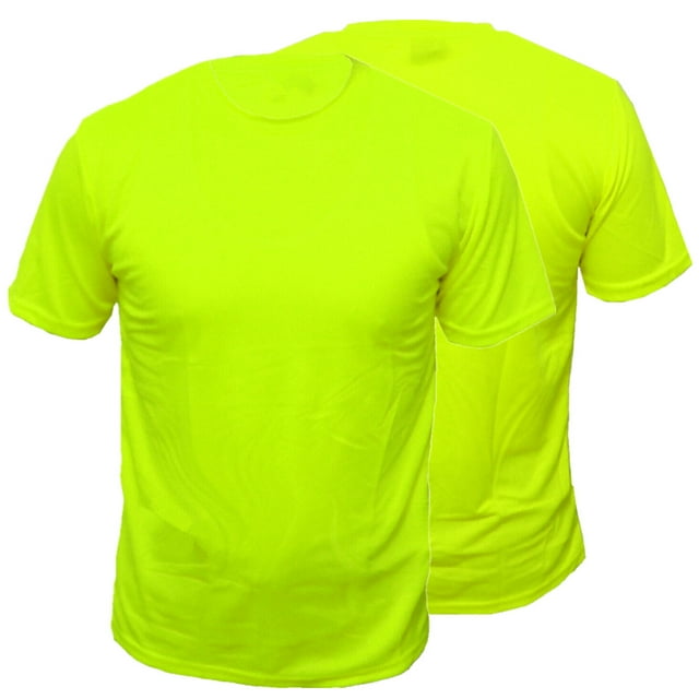 2 Pack-High Visibility Short Sleeve T-Shirt Hi Vis Green Work Safety ...
