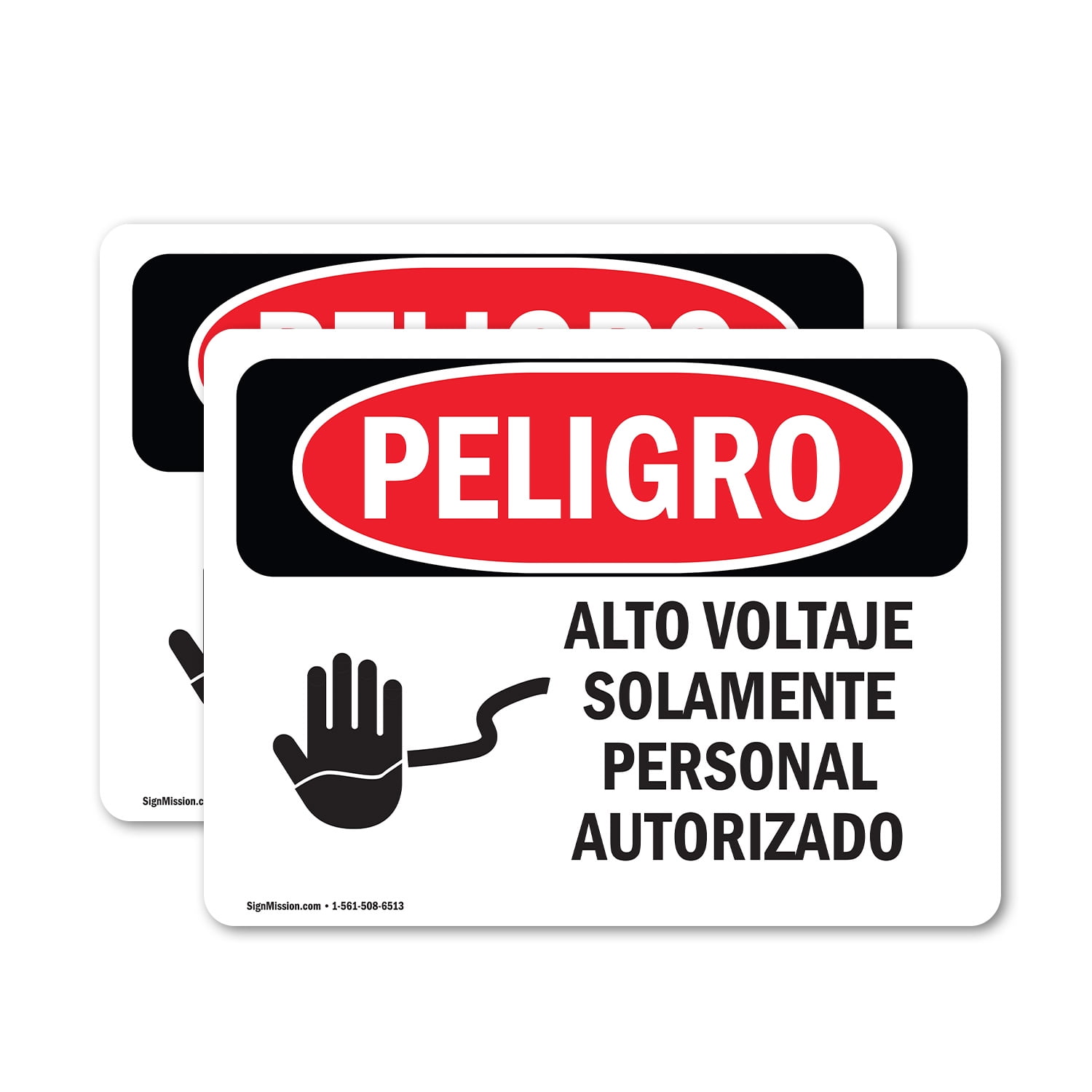 (2 Pack) High Voltage Authorized Personnel Spanish OSHA Danger Sign ...