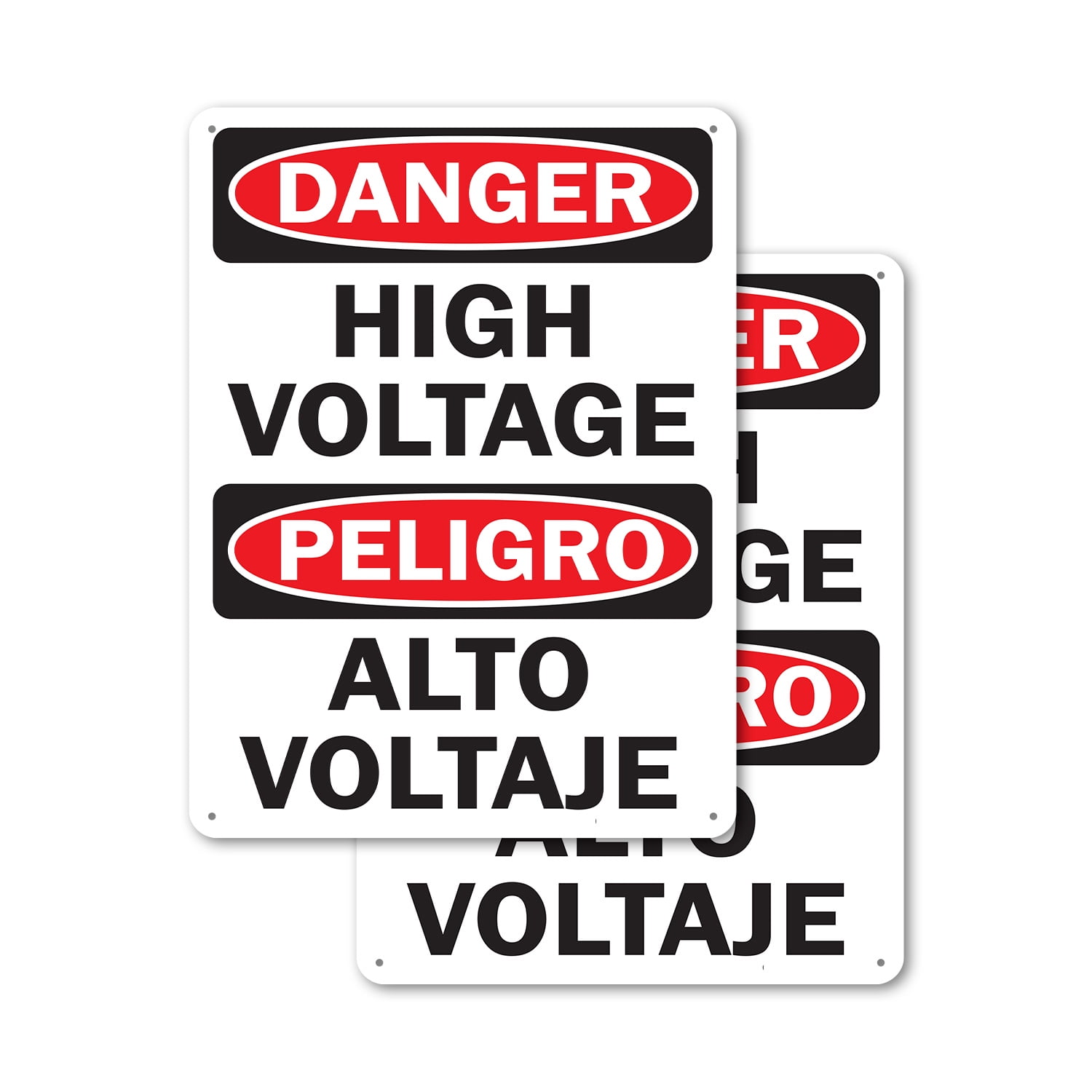 (2 Pack) High Voltage (Bilingual) OSHA Danger Sign 10 Inch X 14 Inch ...