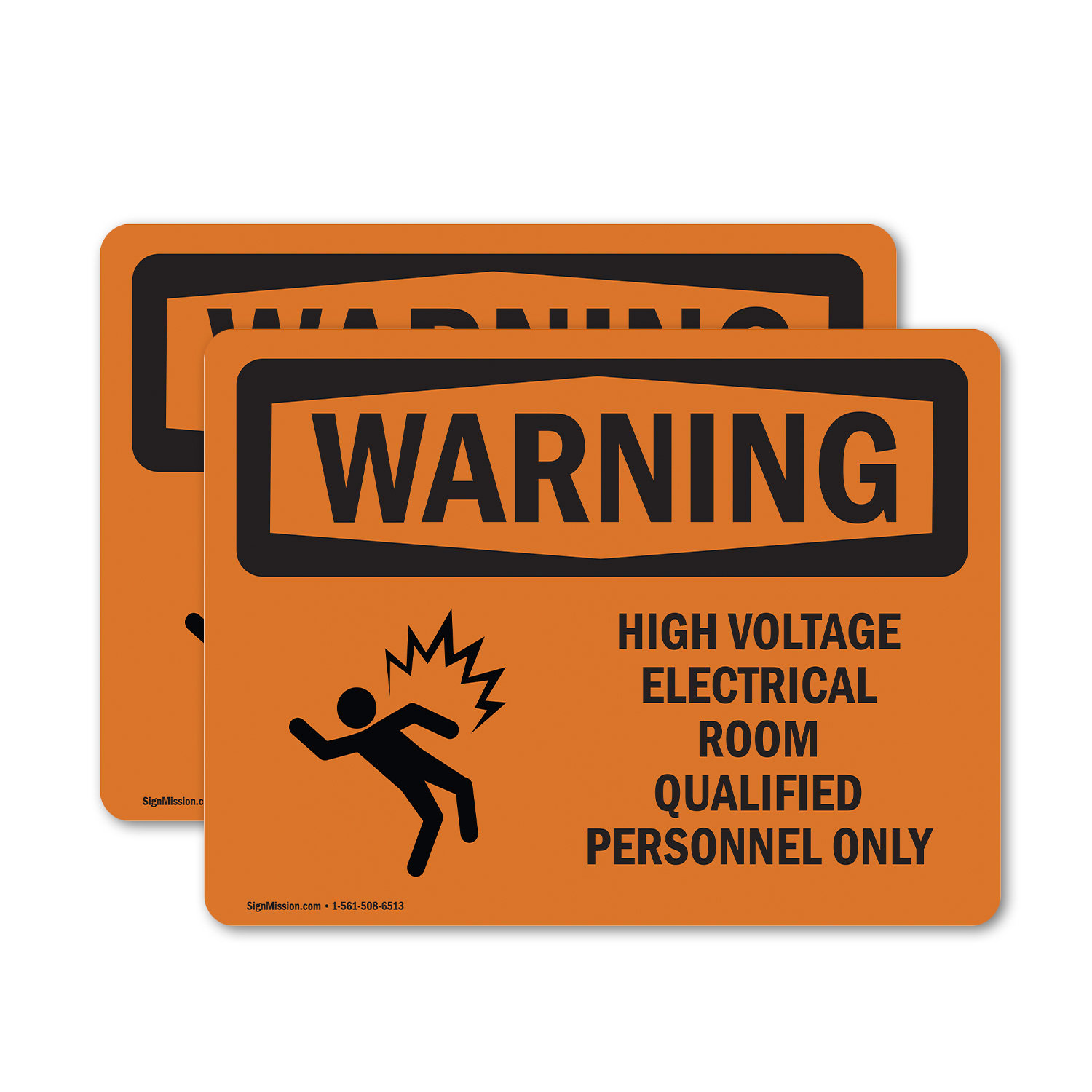 (2 Pack) High Voltage Electrical Room With Symbol OSHA Warning Sign ...