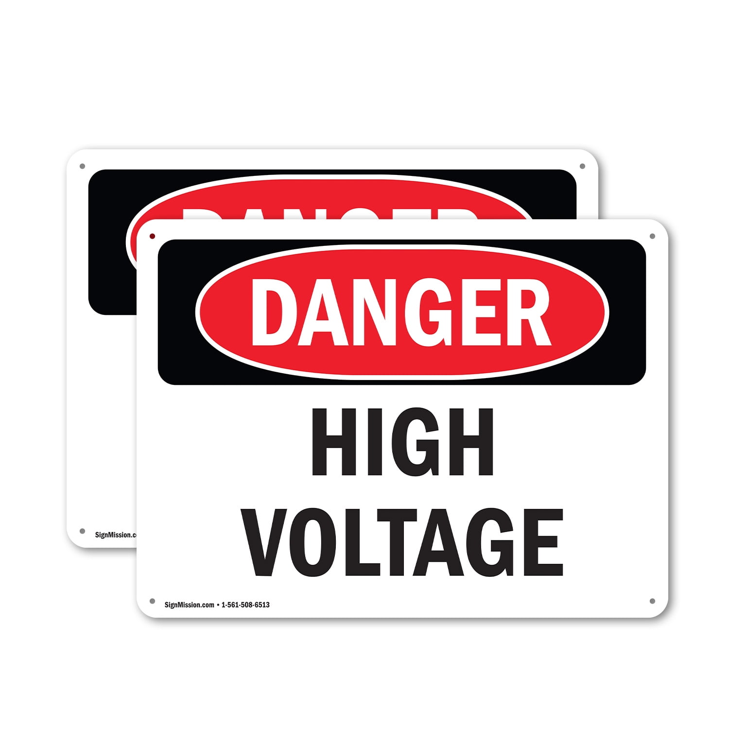 (2 Pack) High Voltage OSHA Danger Sign 18 Inch X 12 Inch Plastic Sign ...