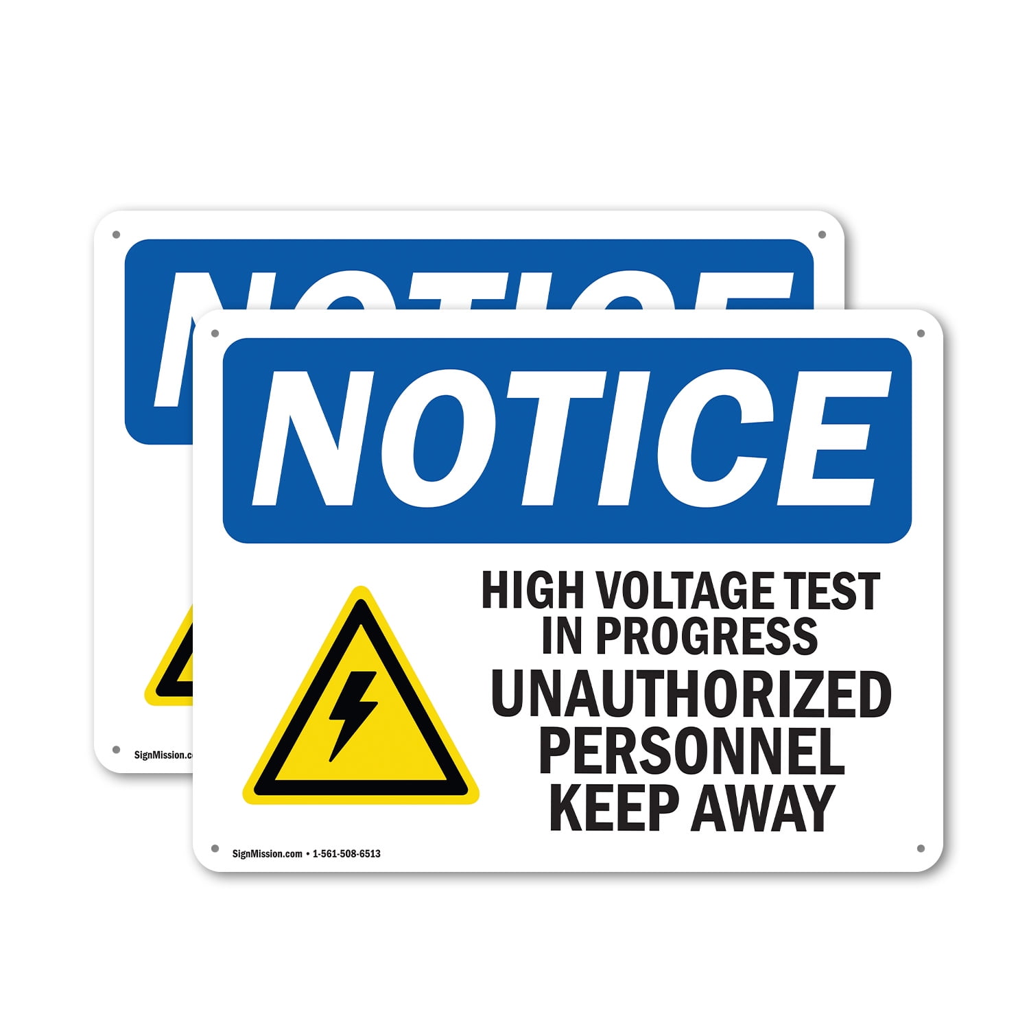 (2 Pack) High Voltage Test In Progress OSHA Notice Sign 24 Inch X 18 ...