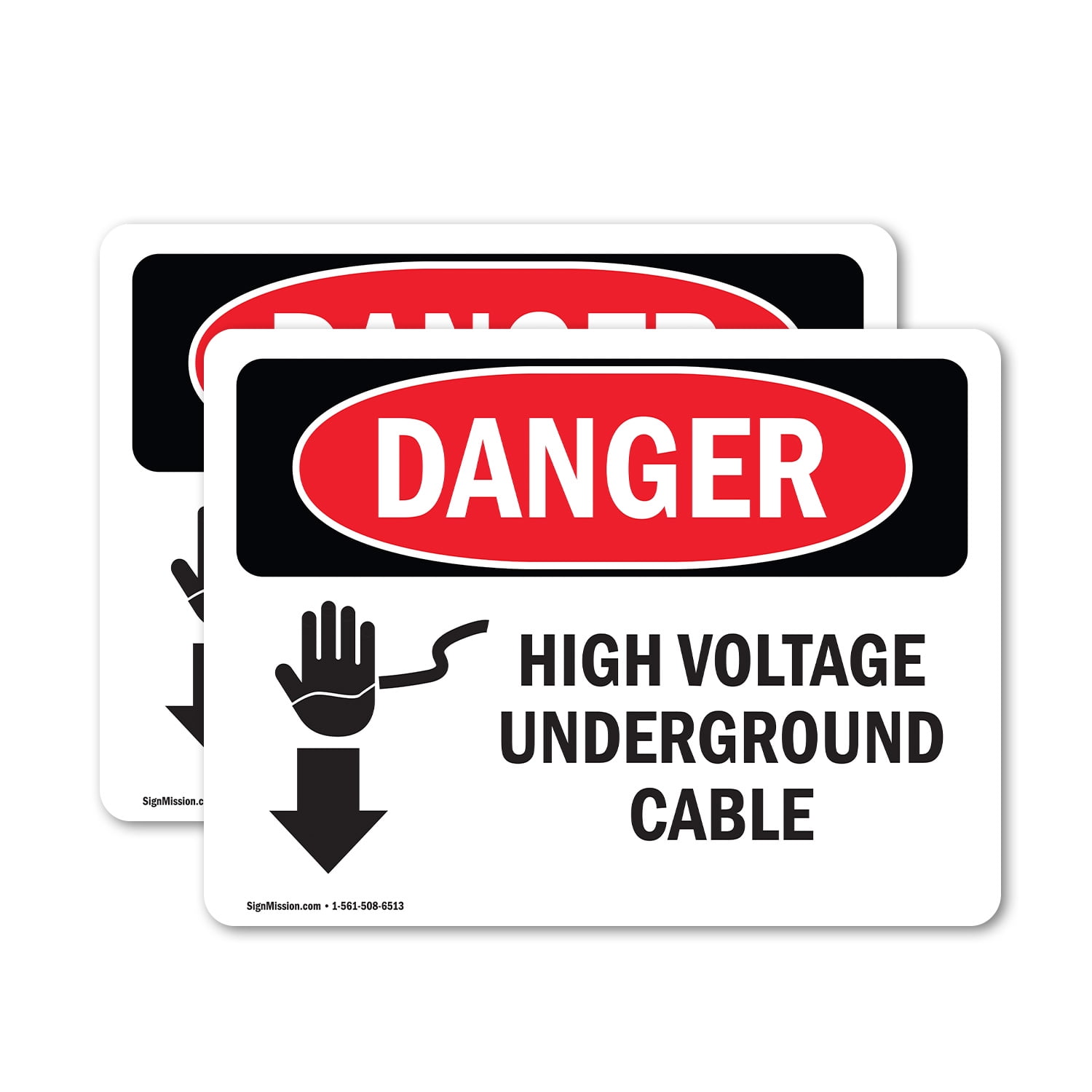 (2 Pack) High Voltage Underground Cable OSHA Danger Sign 18 Inch X 12 ...