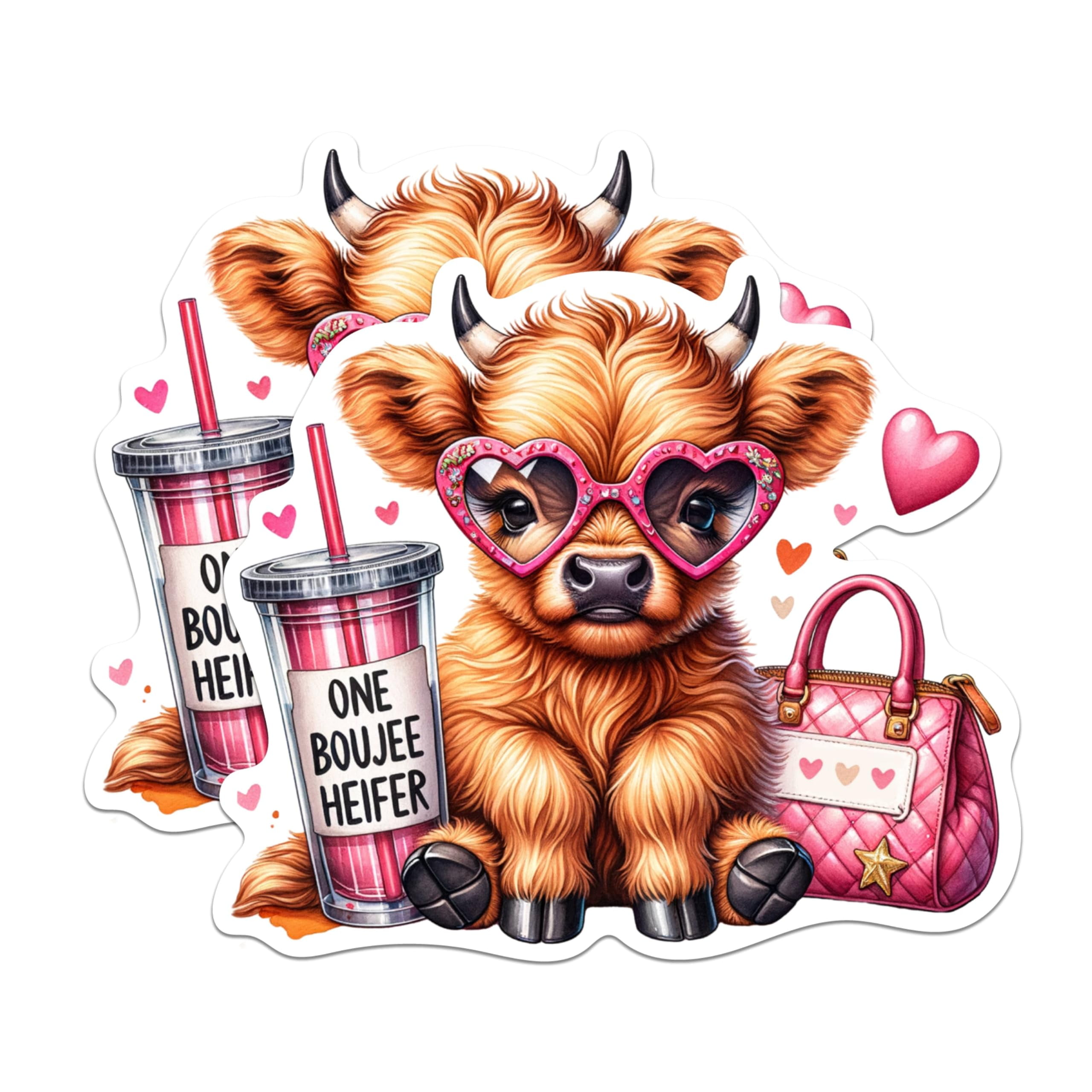 (2 Pack) Highland Cow Magnets - One Boujee Heifer - Funny Sarcastic ...