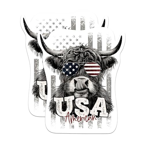 (2 Pack) Highland Cow USA American Magnets - USA Flag Inspired ...