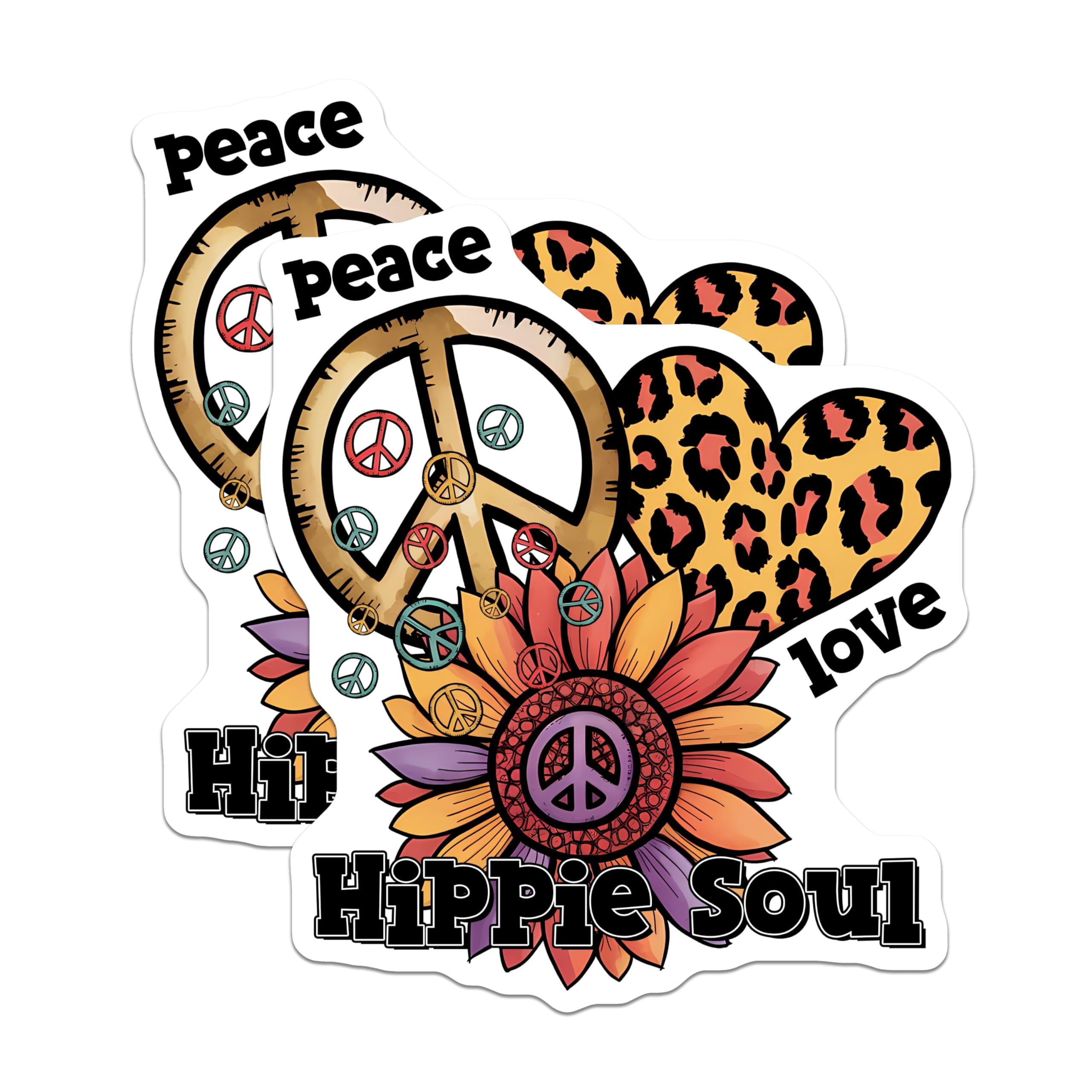 (2 Pack) Hippie Soul Stickers - Peace Love Decal - Flower Power Sticker ...