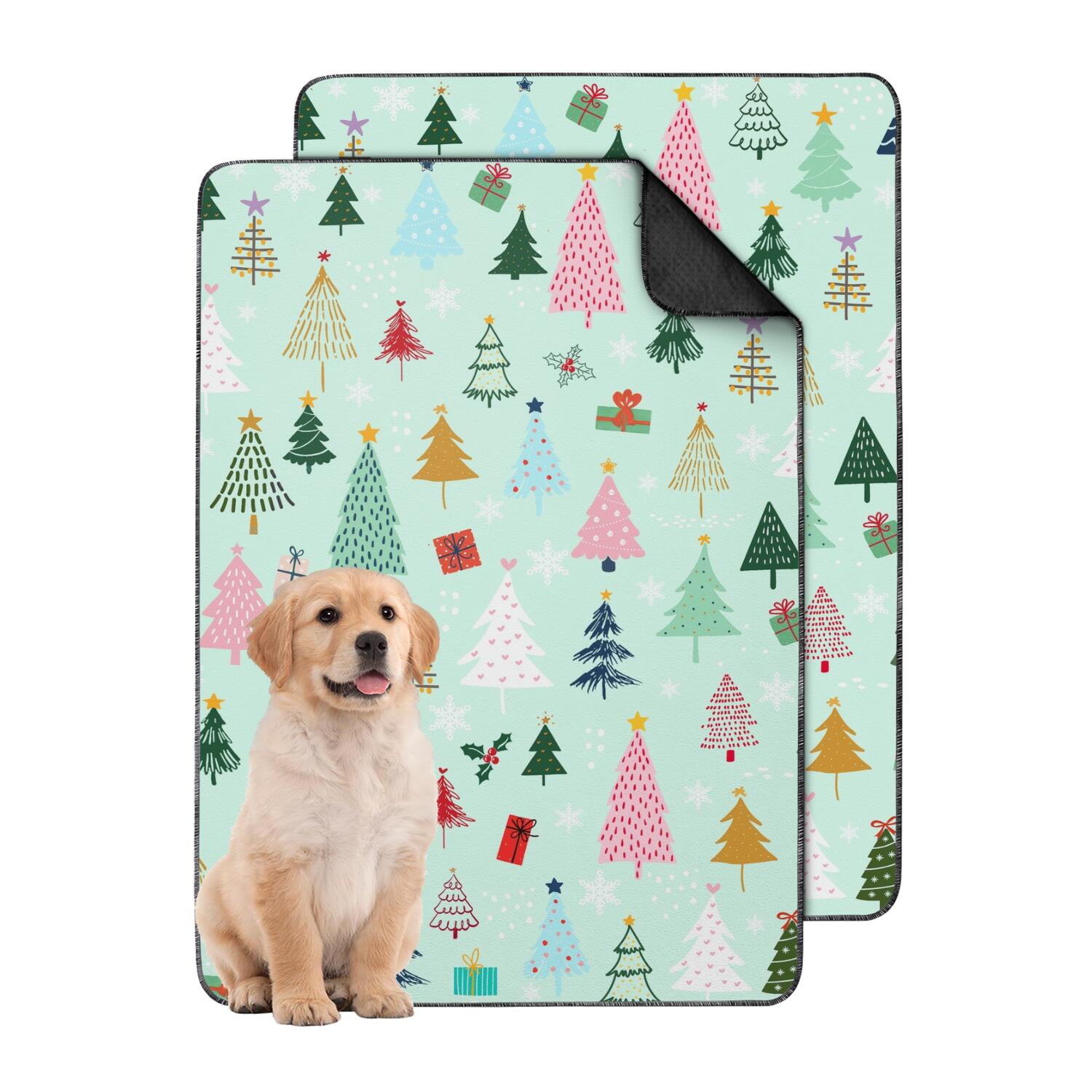 2-Pack Holiday Motif Dog Pee Pads 24" x 35", Christmas Print Washable ...