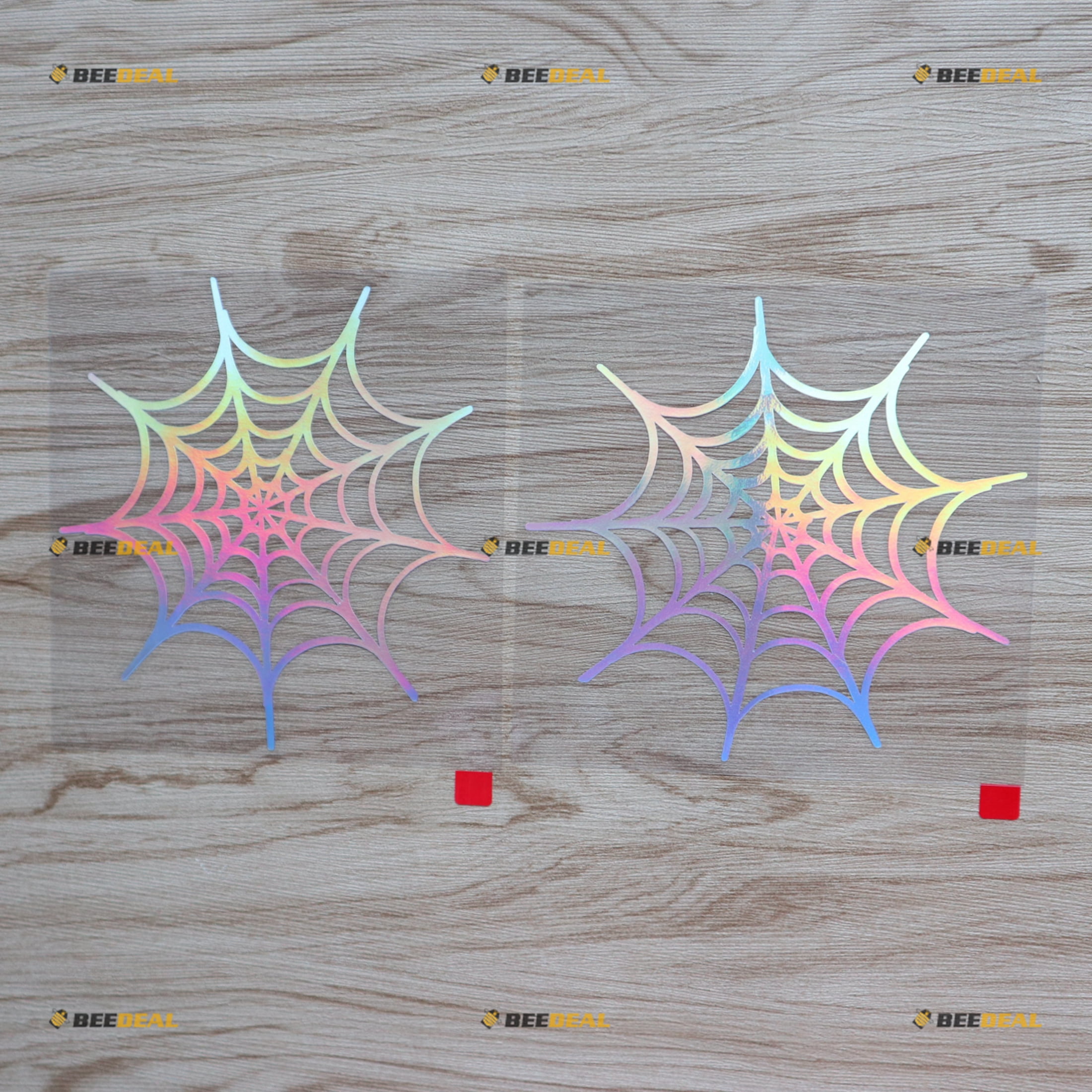 2 Pack Holographic Iridescent Color, 5 Inches - Spider Web Cobweb Decal ...